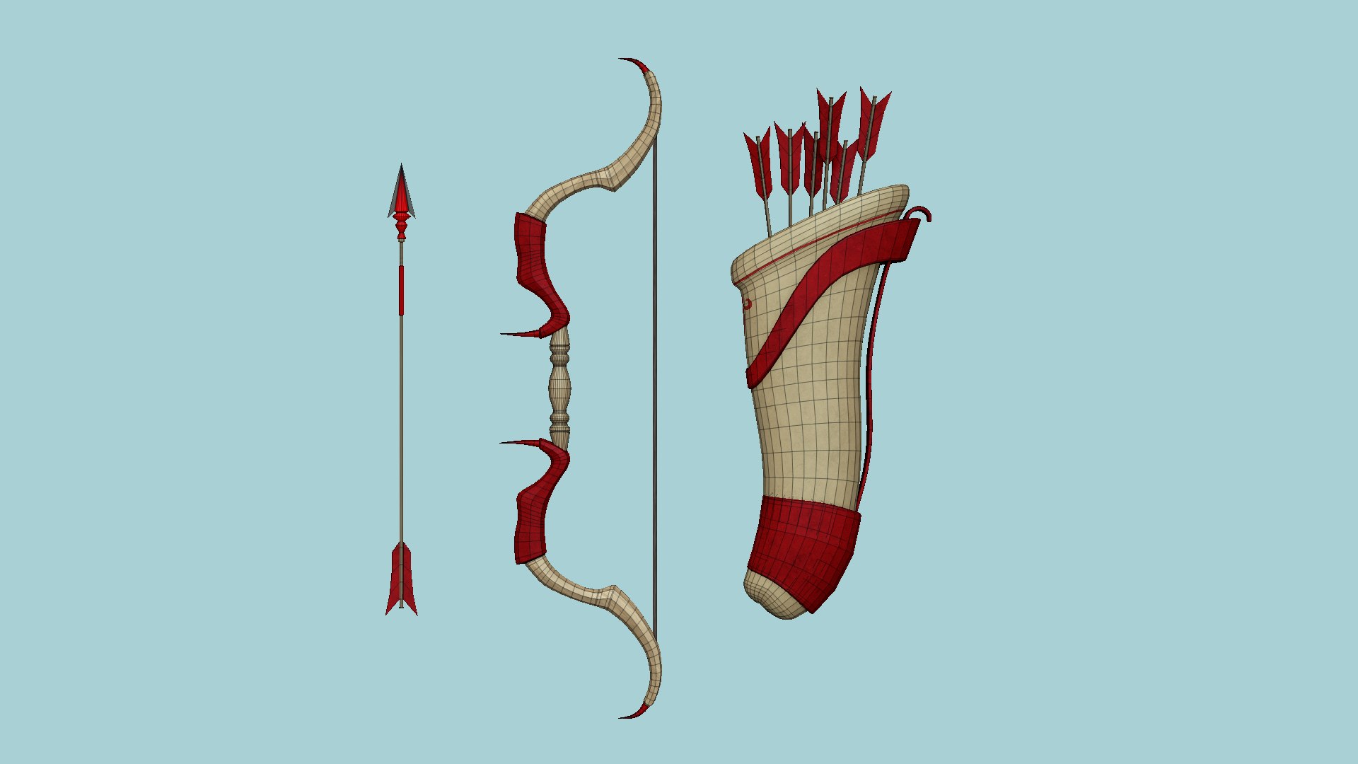 Archer Bow 04 Red Beige - Quiver Fantasy Weaponry 3D model - TurboSquid ...