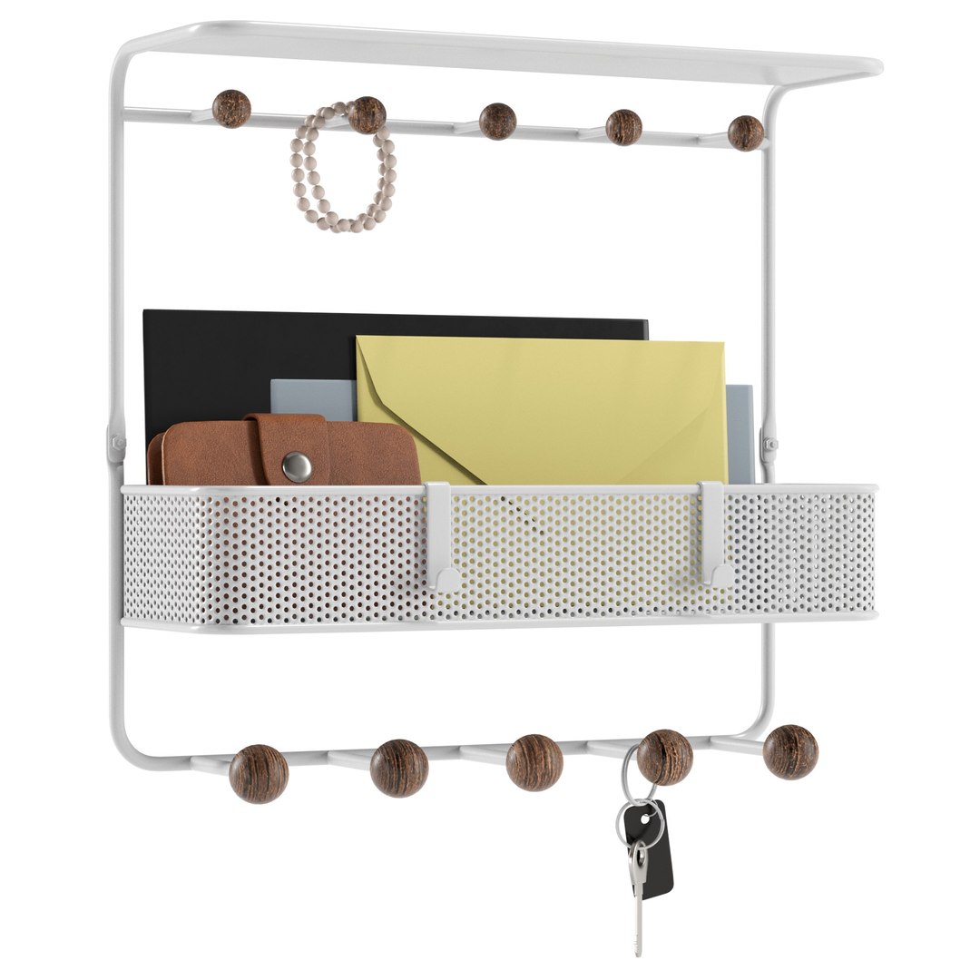modelo 3d Estique Multi-Hook Wall Shelf - TurboSquid 2010345
