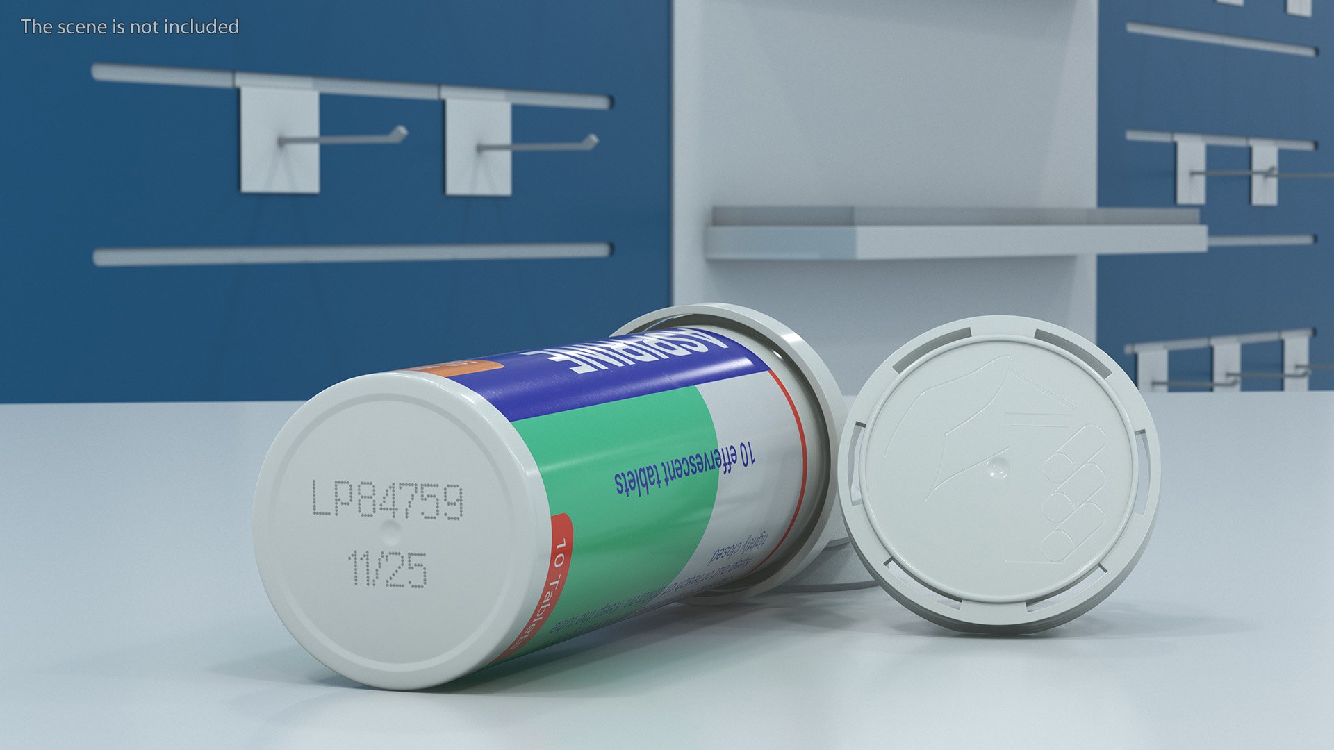 Aspirine Tube Package 10 Tabs Open Model - TurboSquid 2211525