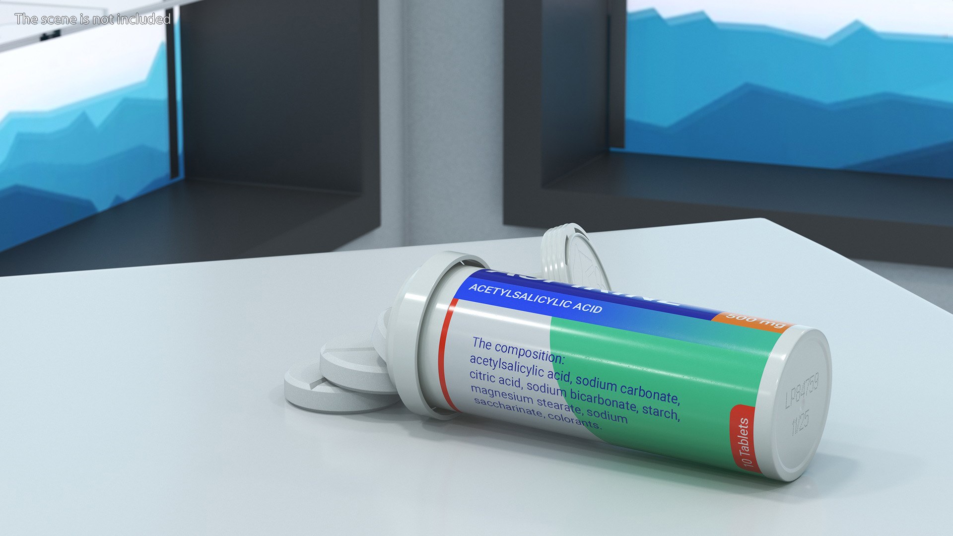 Aspirine Tube Package 10 Tabs Open Model - TurboSquid 2211525