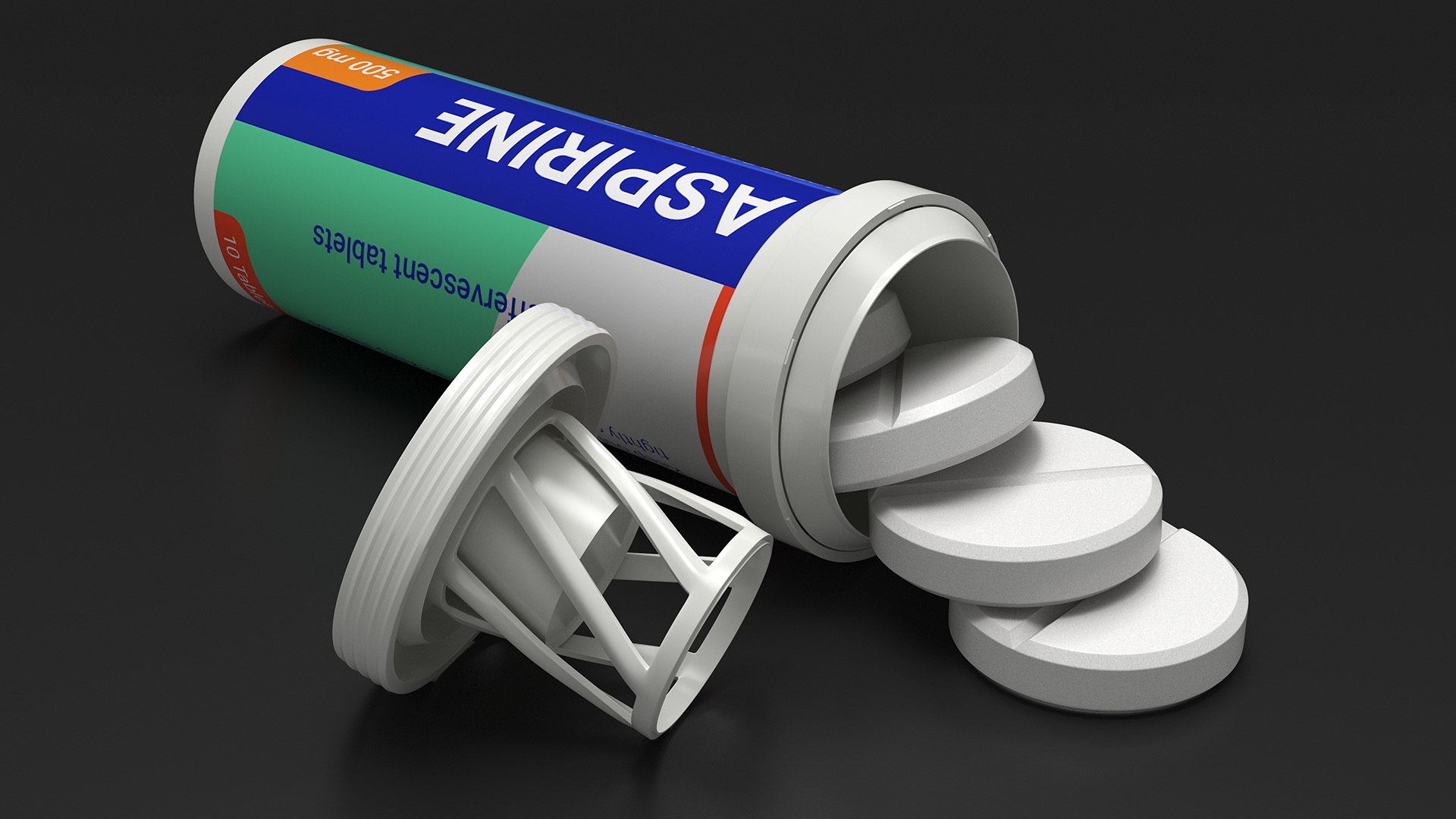 Aspirine Tube Package 10 Tabs Open Model - TurboSquid 2211525