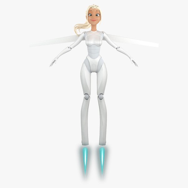 3d model cartoon robot girl
