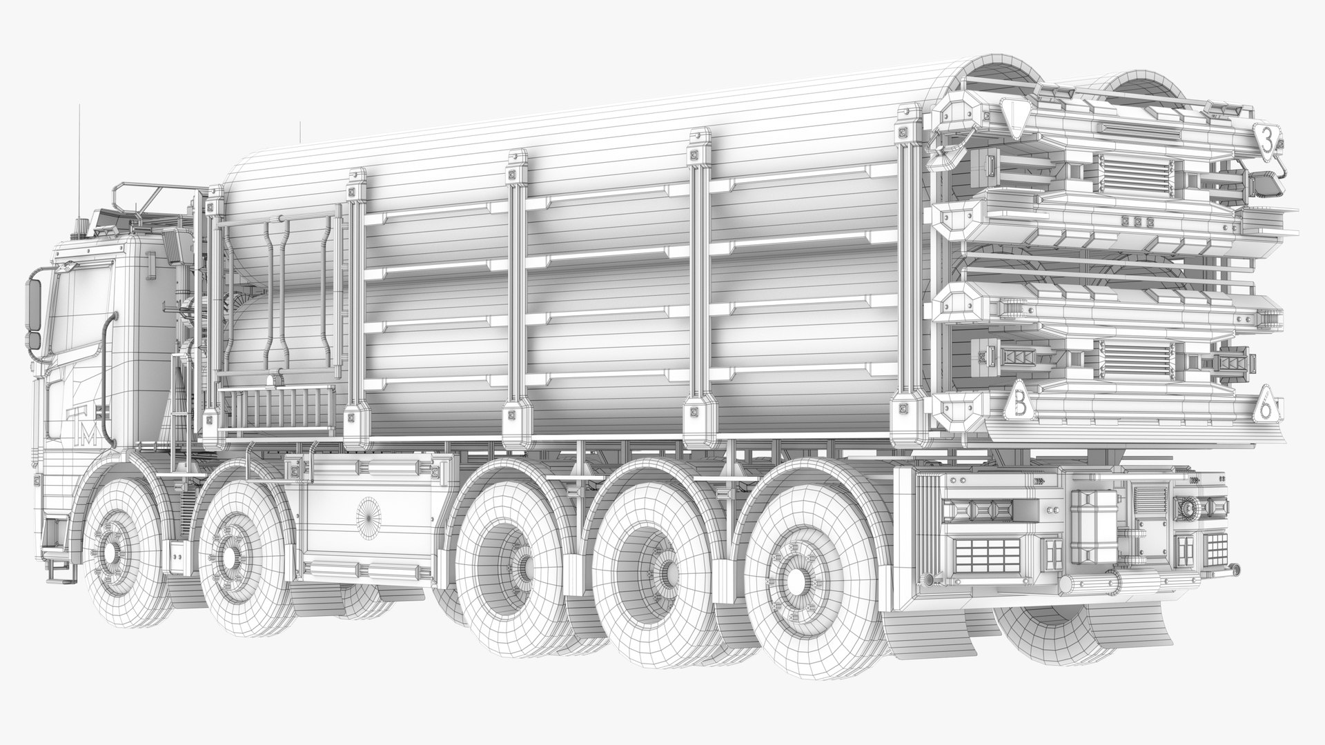 Construction Truck Load Steel Pipes 3D model - TurboSquid 2155214