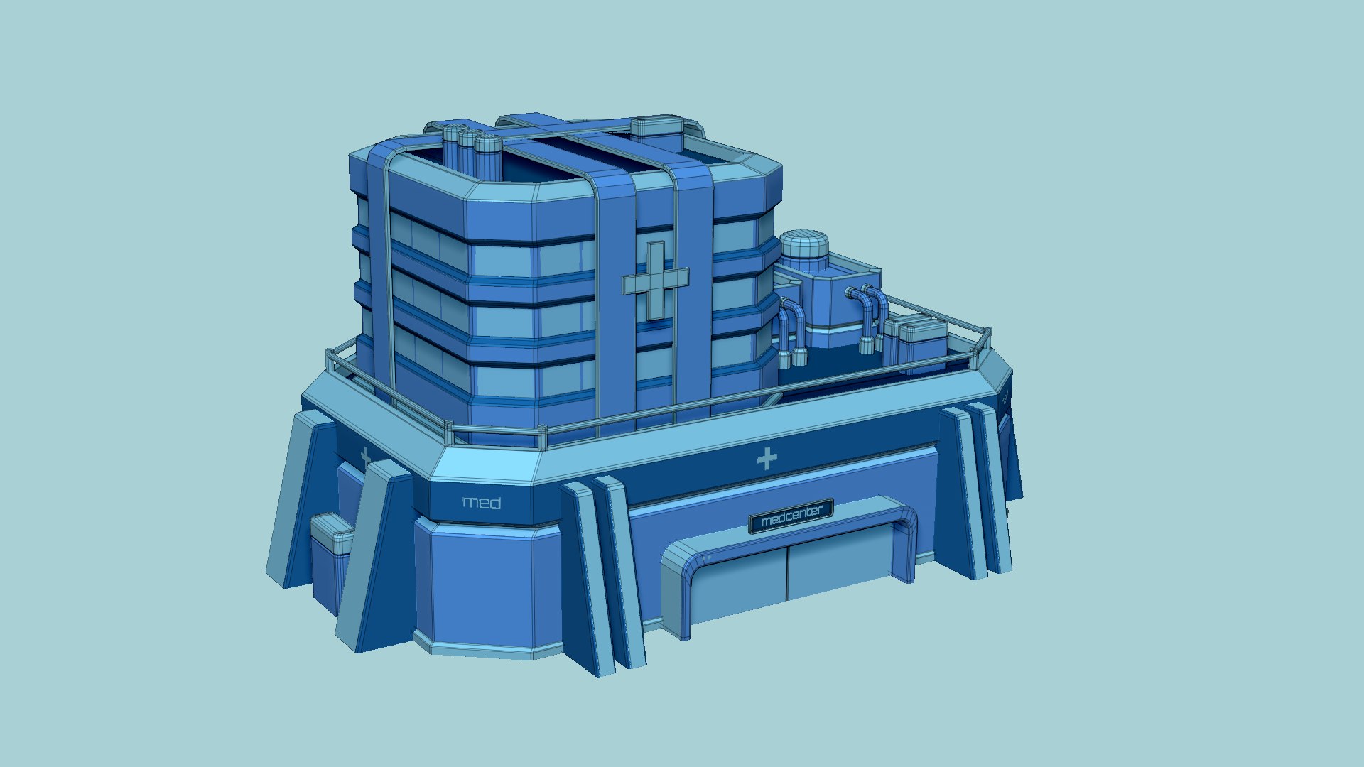 3D SciFi Hospital A03 Blue - Sci Fi Exterior Design - TurboSquid 1994767