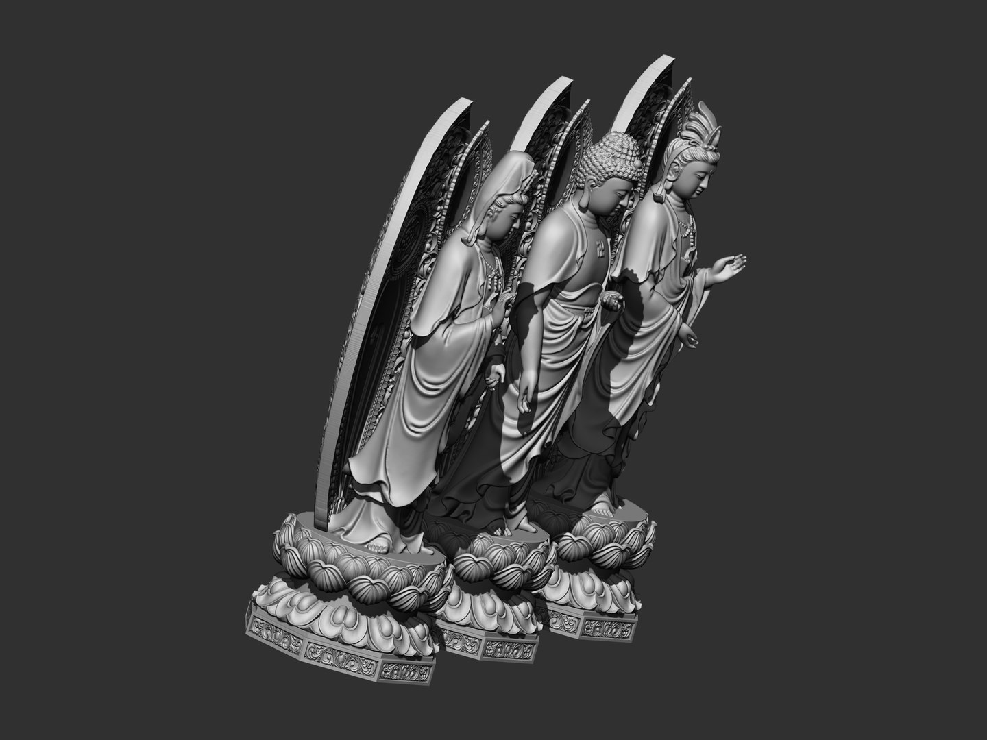 Three Buddhas Or Bodhisattvas 3D Model - TurboSquid 2052671