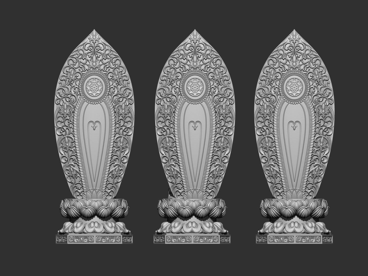 Three Buddhas Or Bodhisattvas 3D Model - TurboSquid 2052671