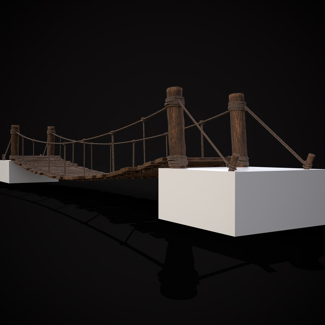 3D Rustic Wooden Rope Bridge Model - TurboSquid 1966816