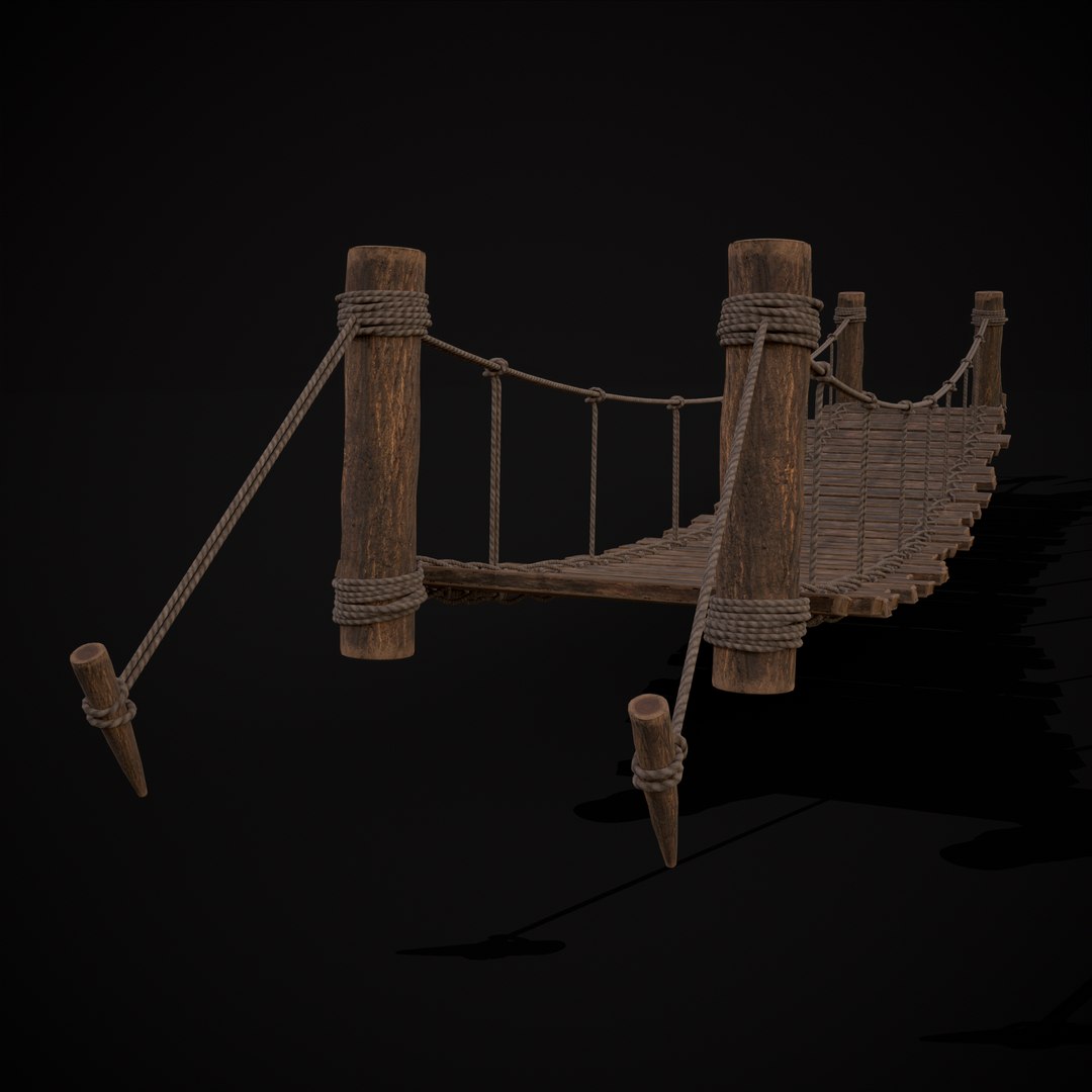 3D Rustic Wooden Rope Bridge Model - TurboSquid 1966816