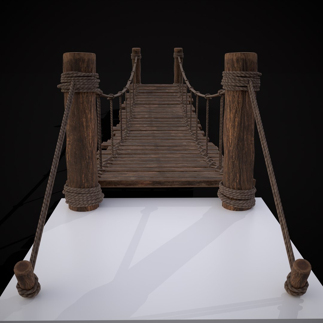 3D Rustic Wooden Rope Bridge Model - TurboSquid 1966816