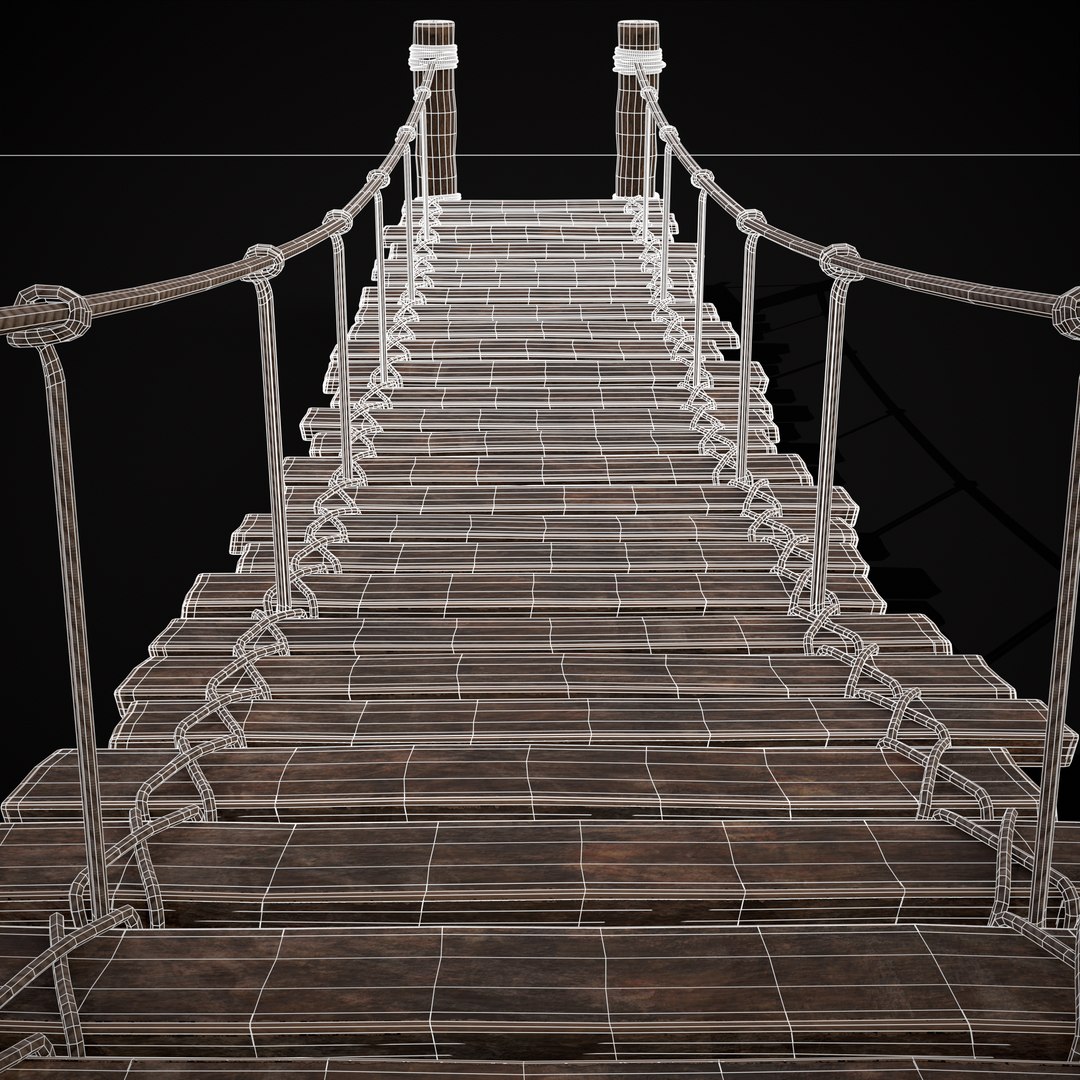 3D Rustic Wooden Rope Bridge Model - TurboSquid 1966816