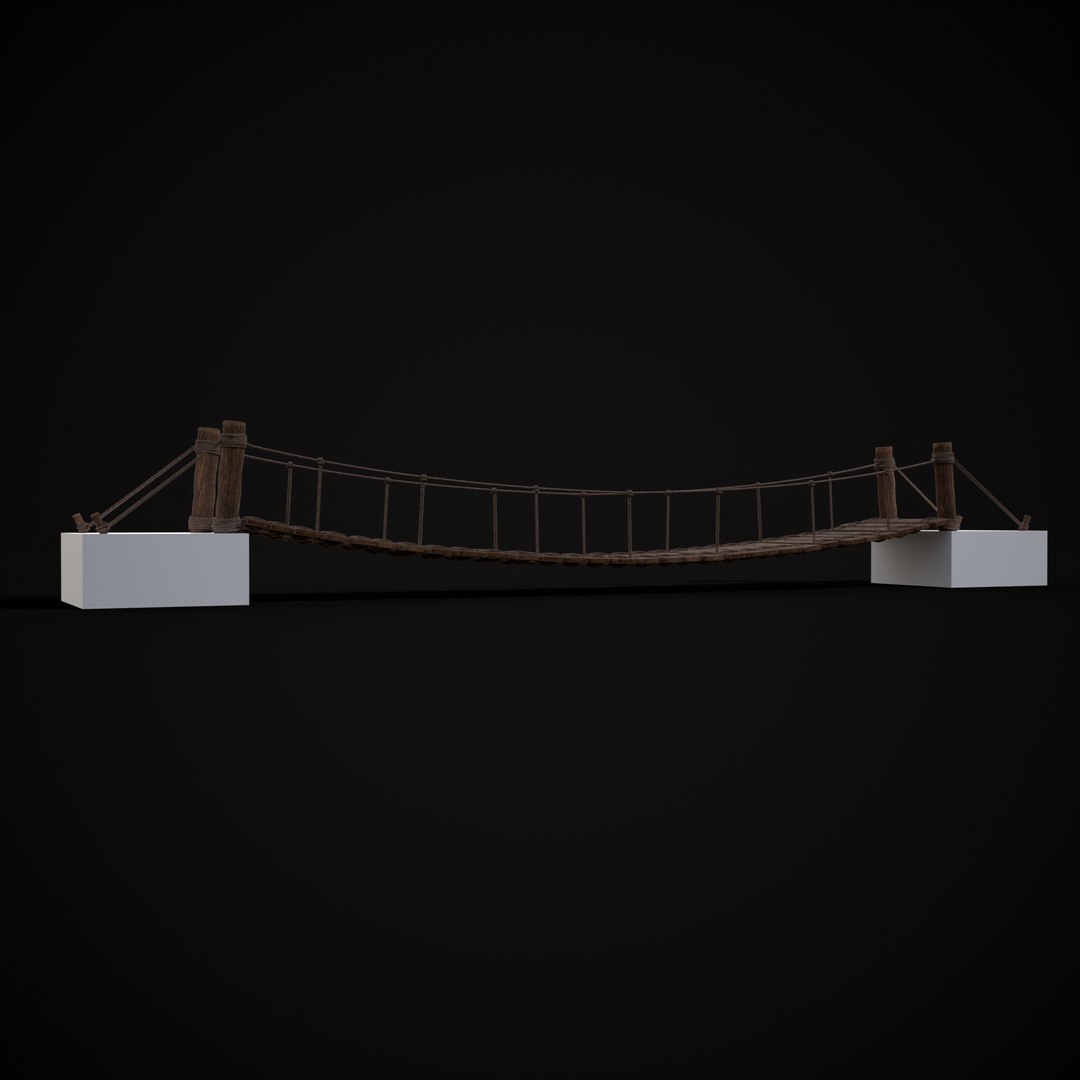 3D Rustic Wooden Rope Bridge Model - TurboSquid 1966816