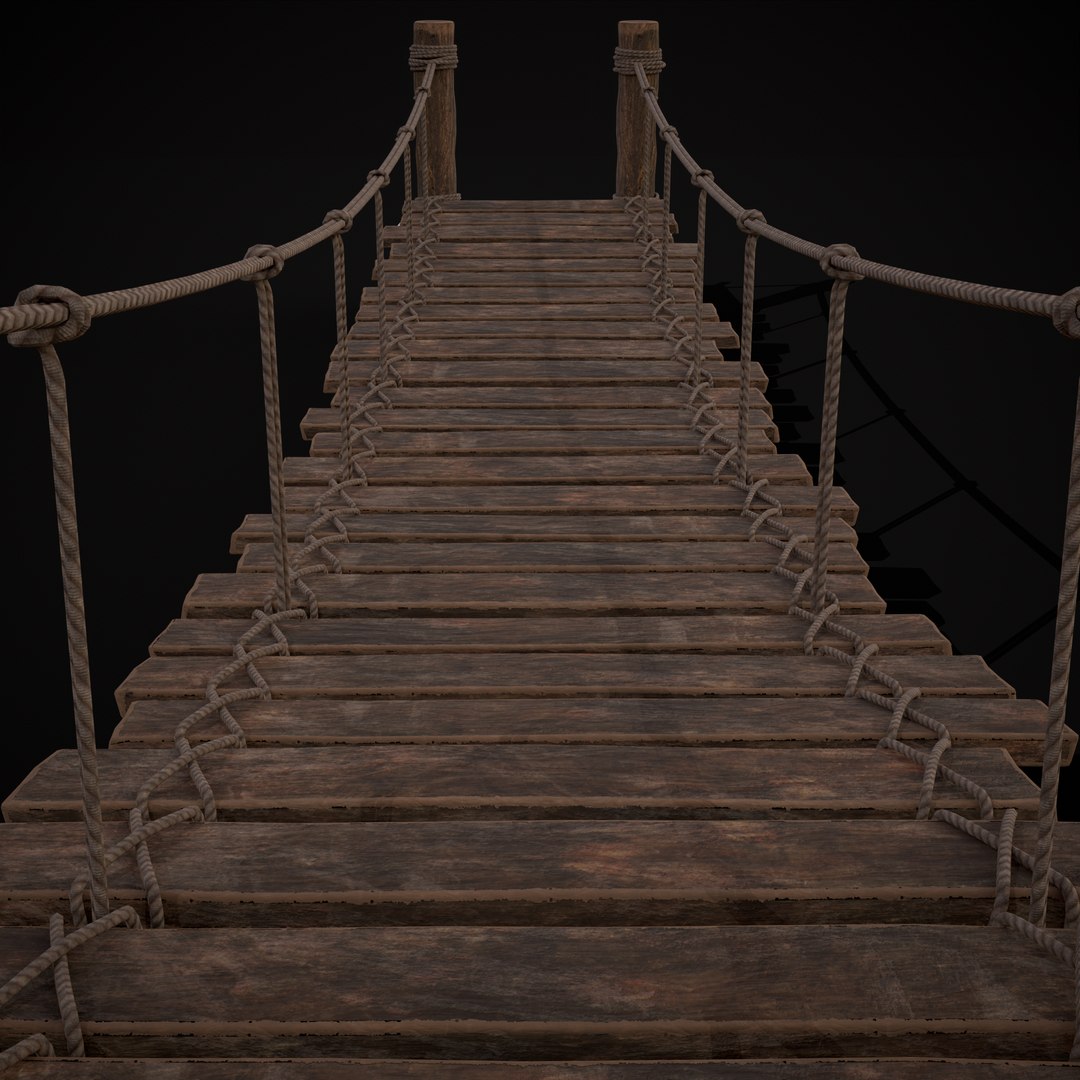 3D Rustic Wooden Rope Bridge Model - TurboSquid 1966816