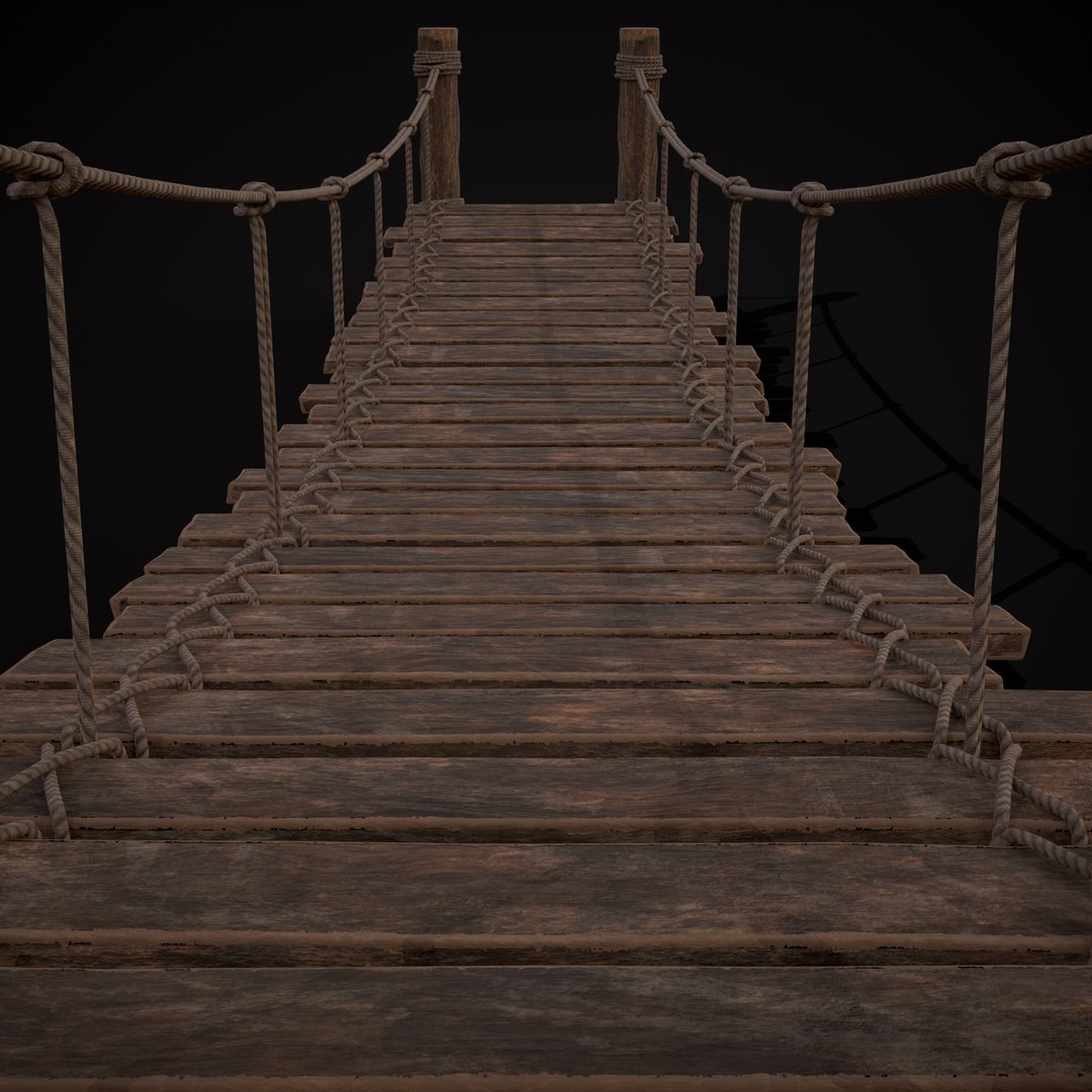 3D Rustic Wooden Rope Bridge Model - TurboSquid 1966816