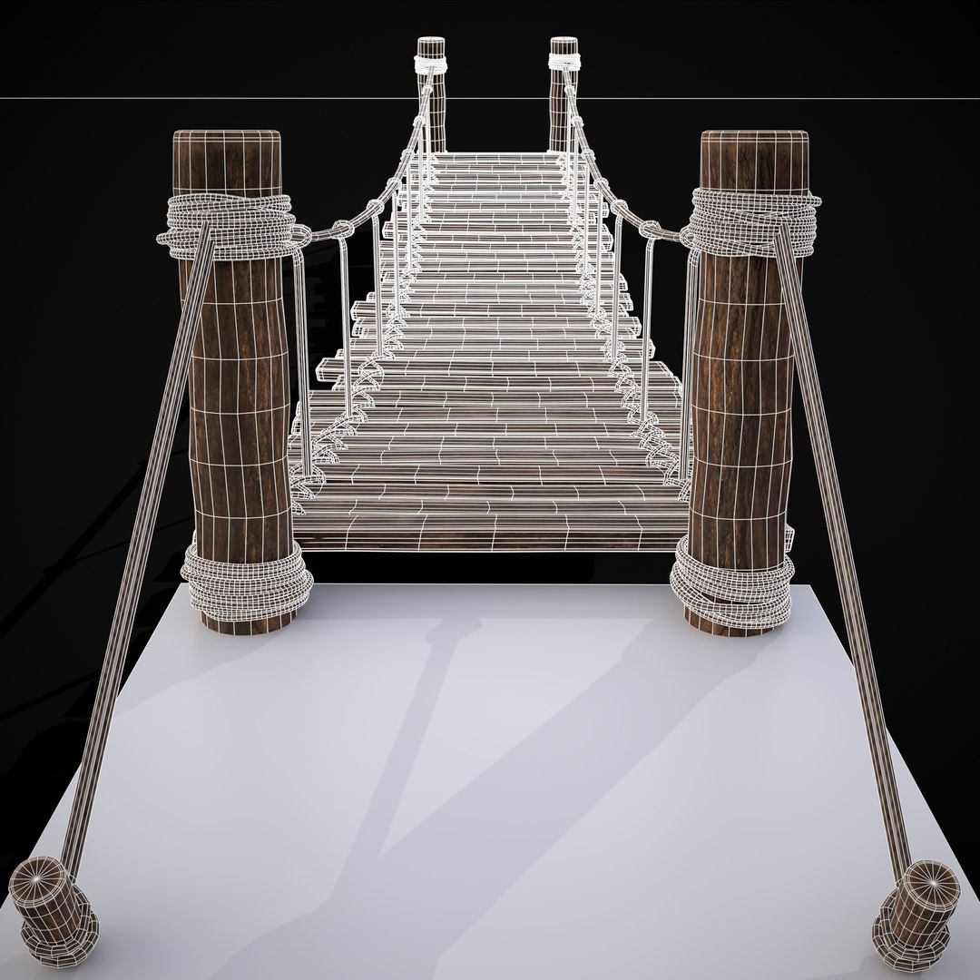 3D Rustic Wooden Rope Bridge Model - TurboSquid 1966816