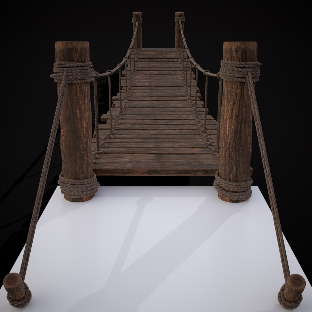 3D Rustic Wooden Rope Bridge Model - TurboSquid 1966816