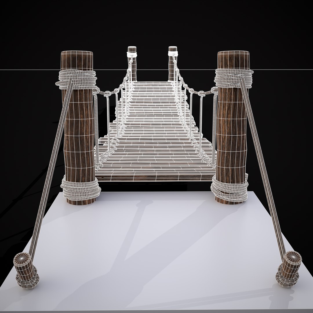 3D Rustic Wooden Rope Bridge Model - TurboSquid 1966816