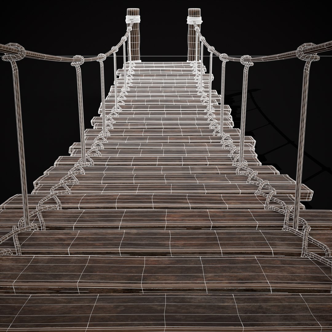 3D Rustic Wooden Rope Bridge Model - TurboSquid 1966816