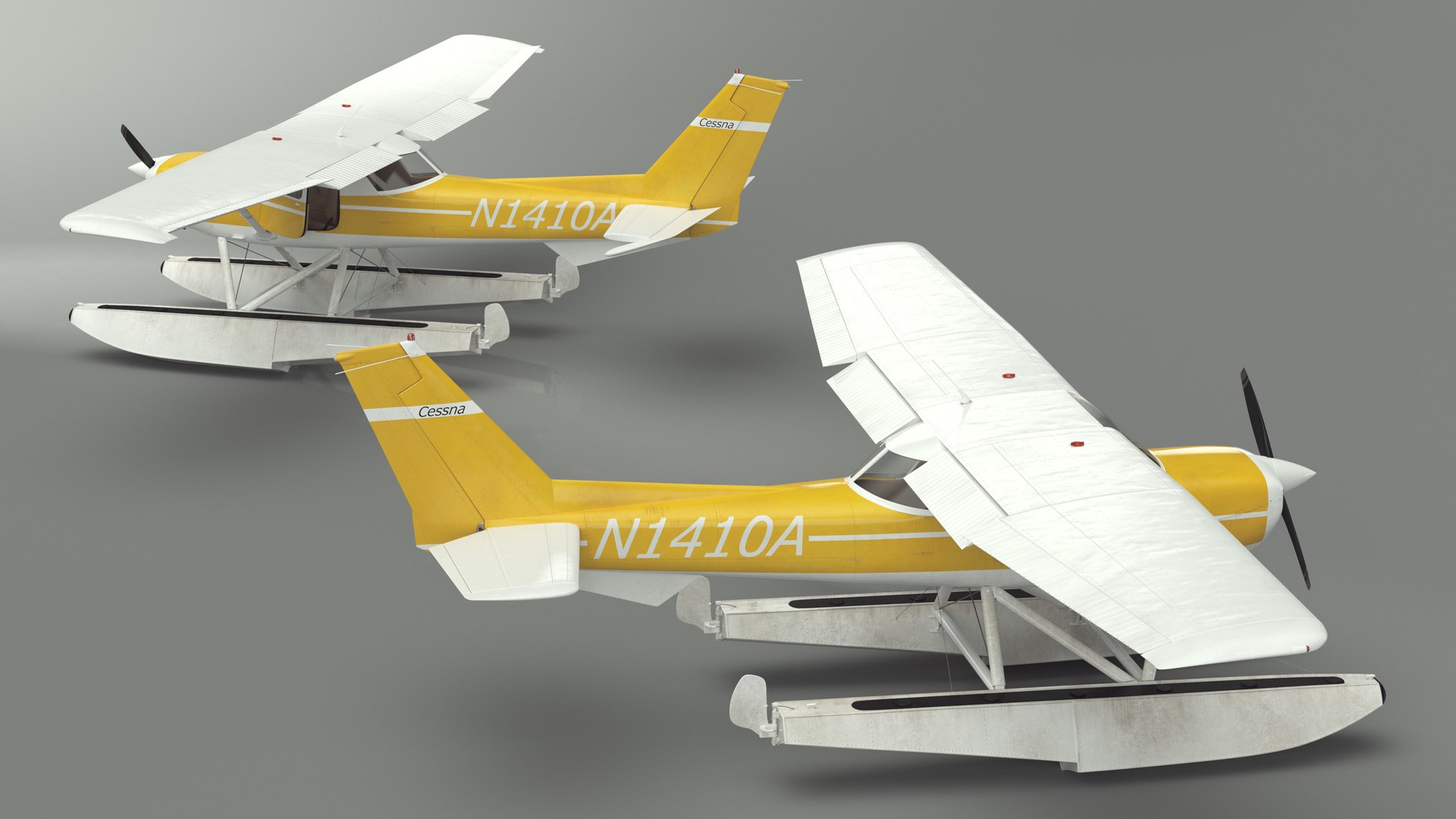 3D Cessna 150 Seaplane On Floats Rigged For Maya - TurboSquid 2230300