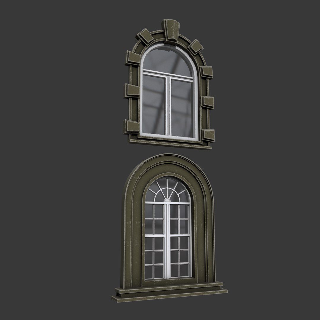 Classic Cartoon Style Of PBR Modular Windows Collection 3 Model ...