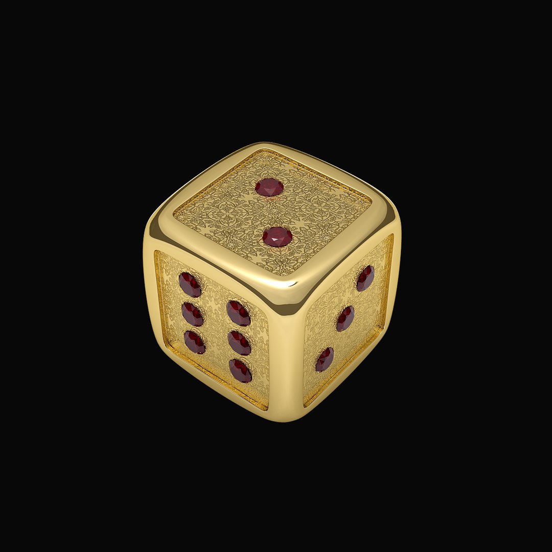 3d Gold Dice Model