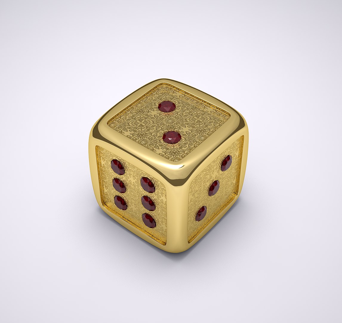 3d Gold Dice Model