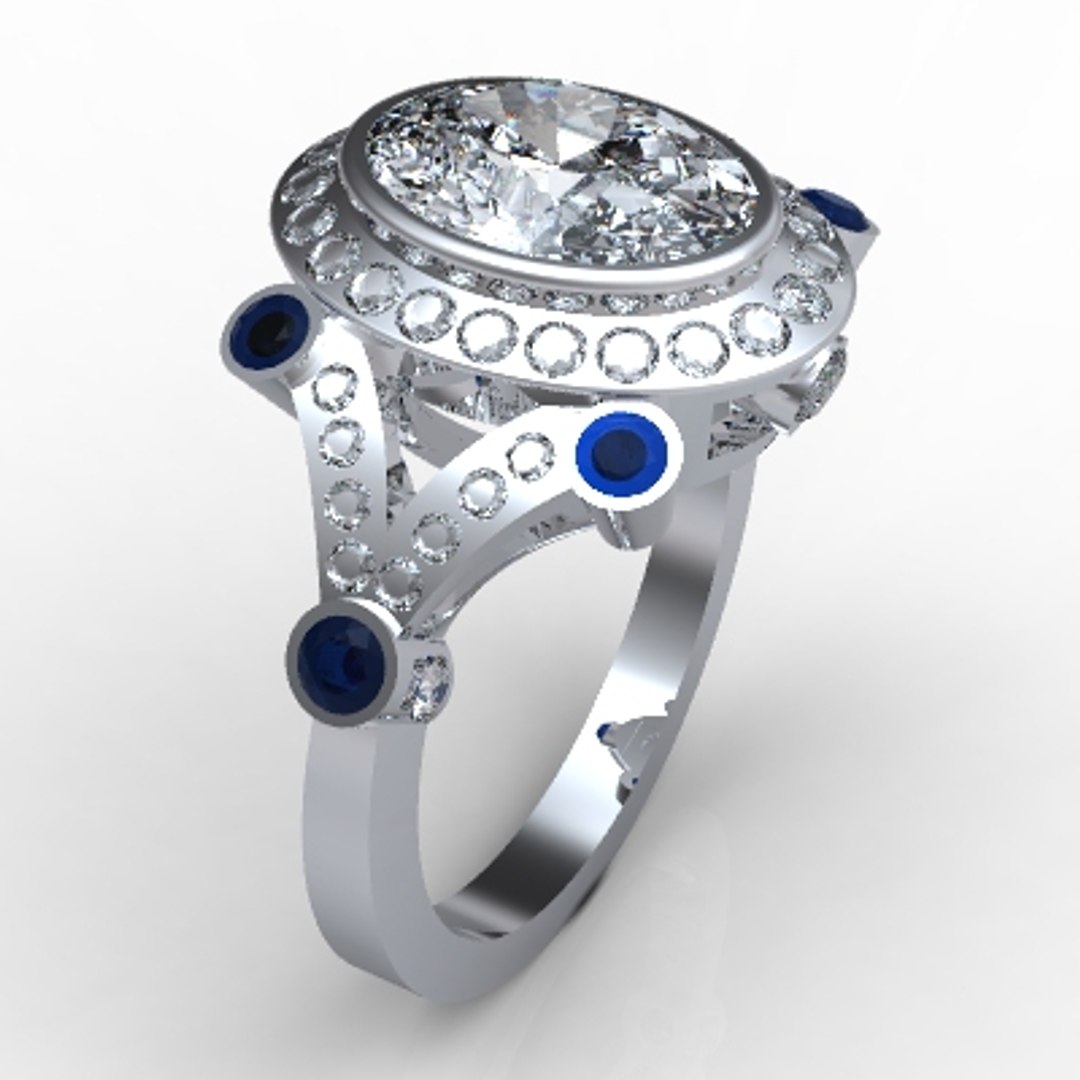 3d model oval diamond jewelry