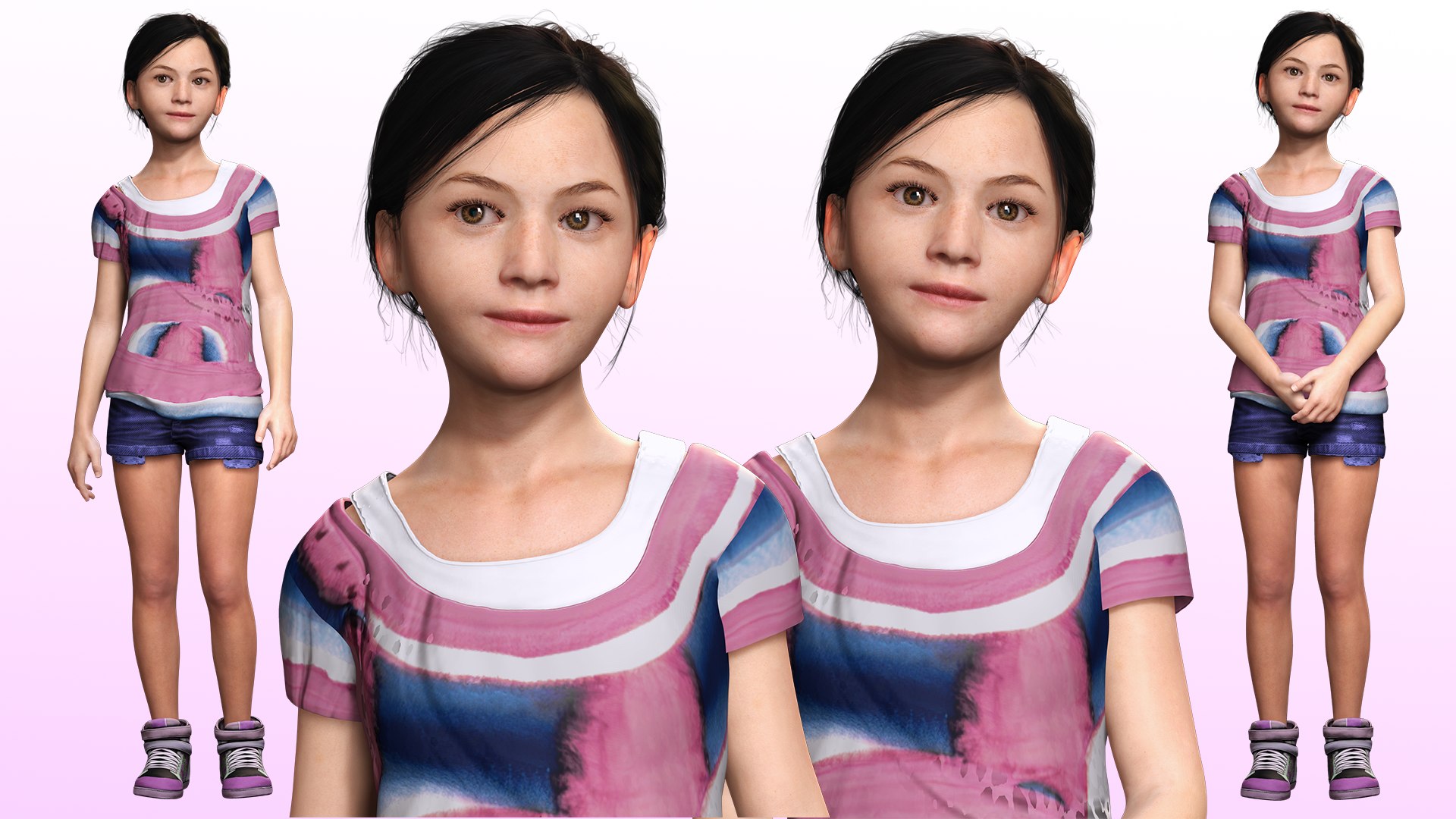 Riya - Little Girl Low-poly Kid Low-poly Model - TurboSquid 2217252