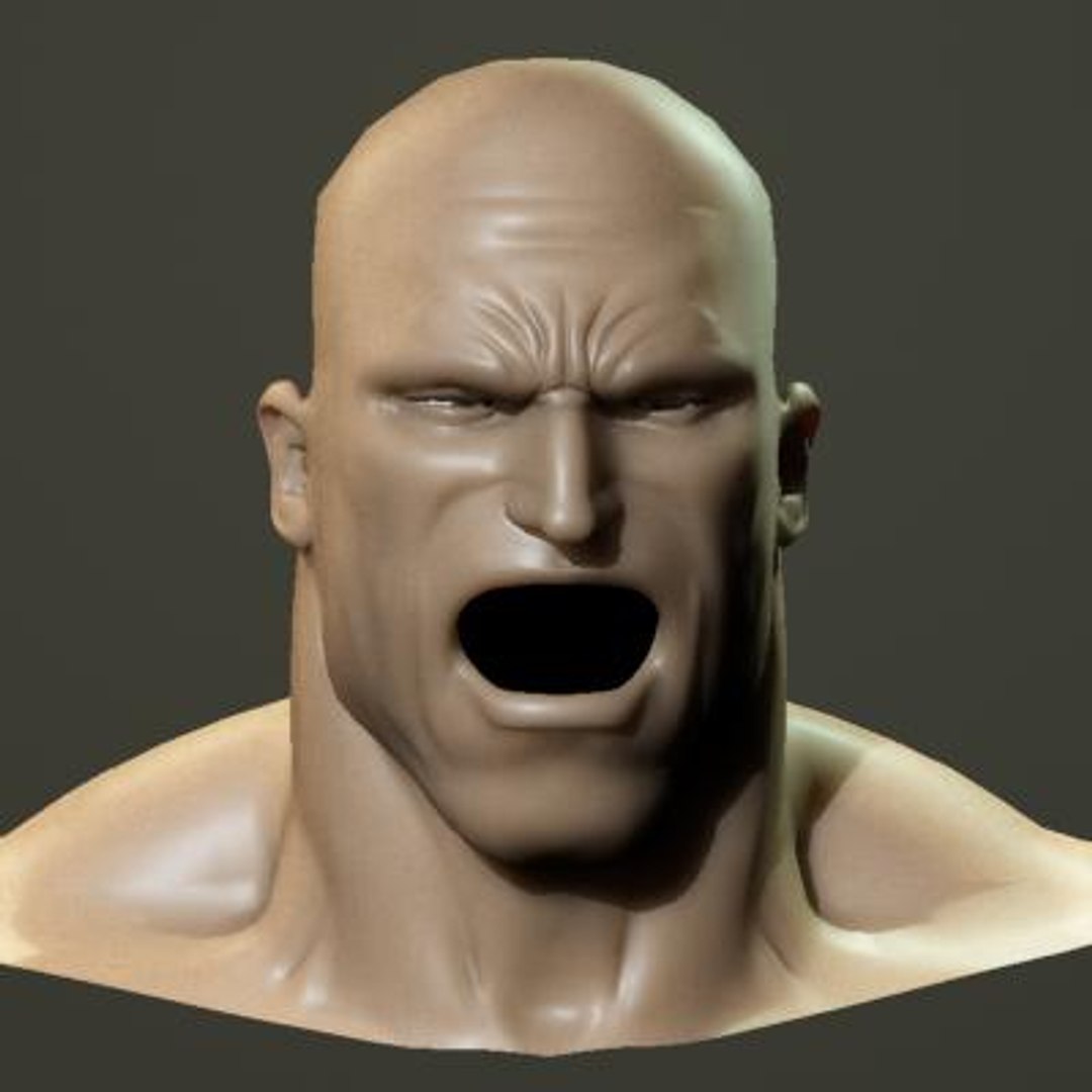 3dsmax Angry Male Head