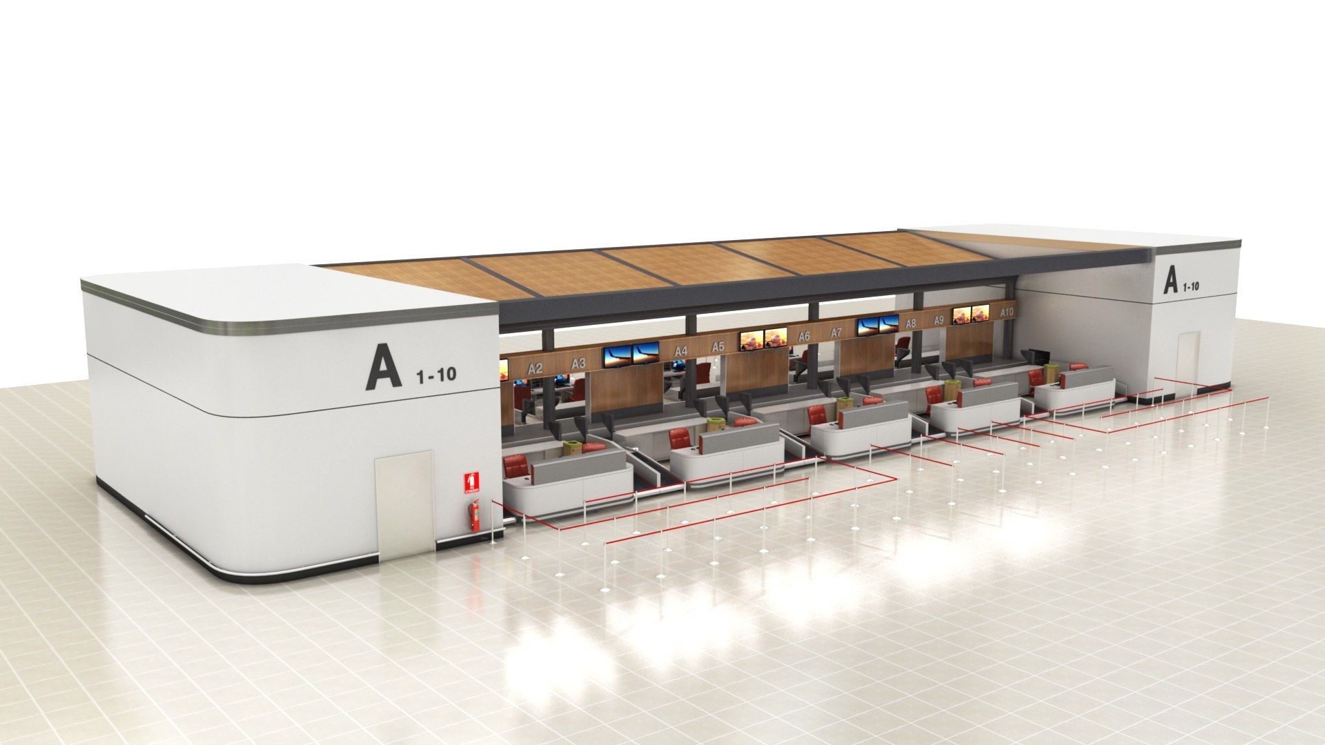 Airport check-in gates waiting 3D model - TurboSquid 1434223