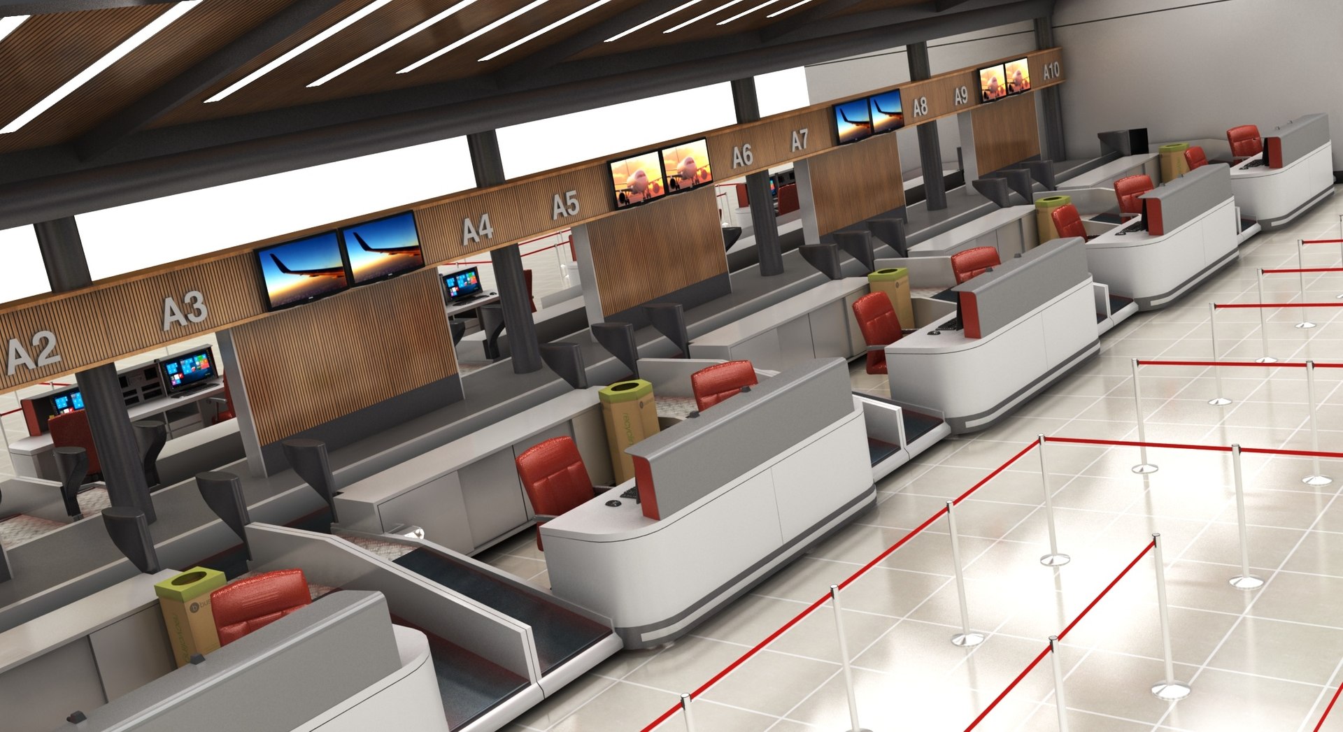 Airport check-in gates waiting 3D model - TurboSquid 1434223