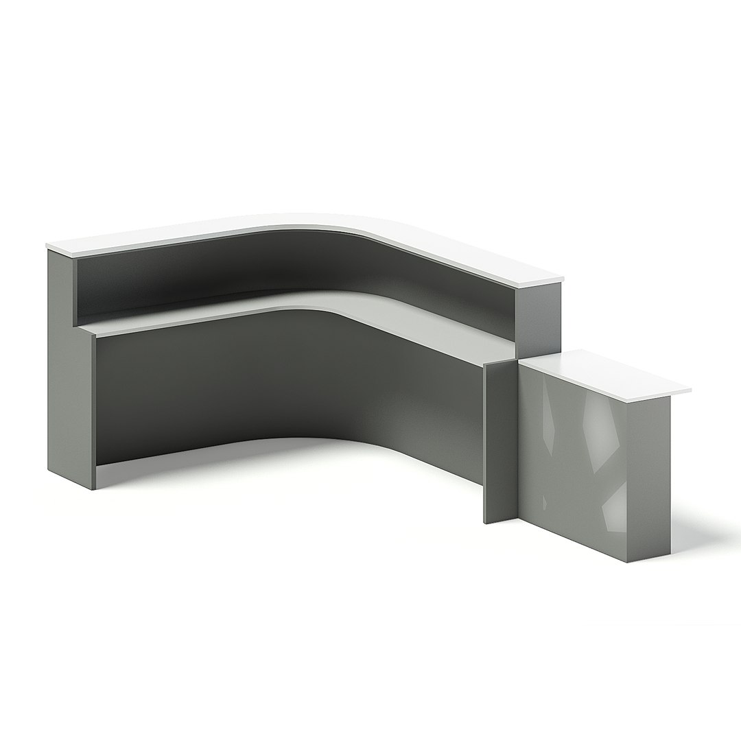 3D Model Long Rounded Reception Desk - TurboSquid 1293910