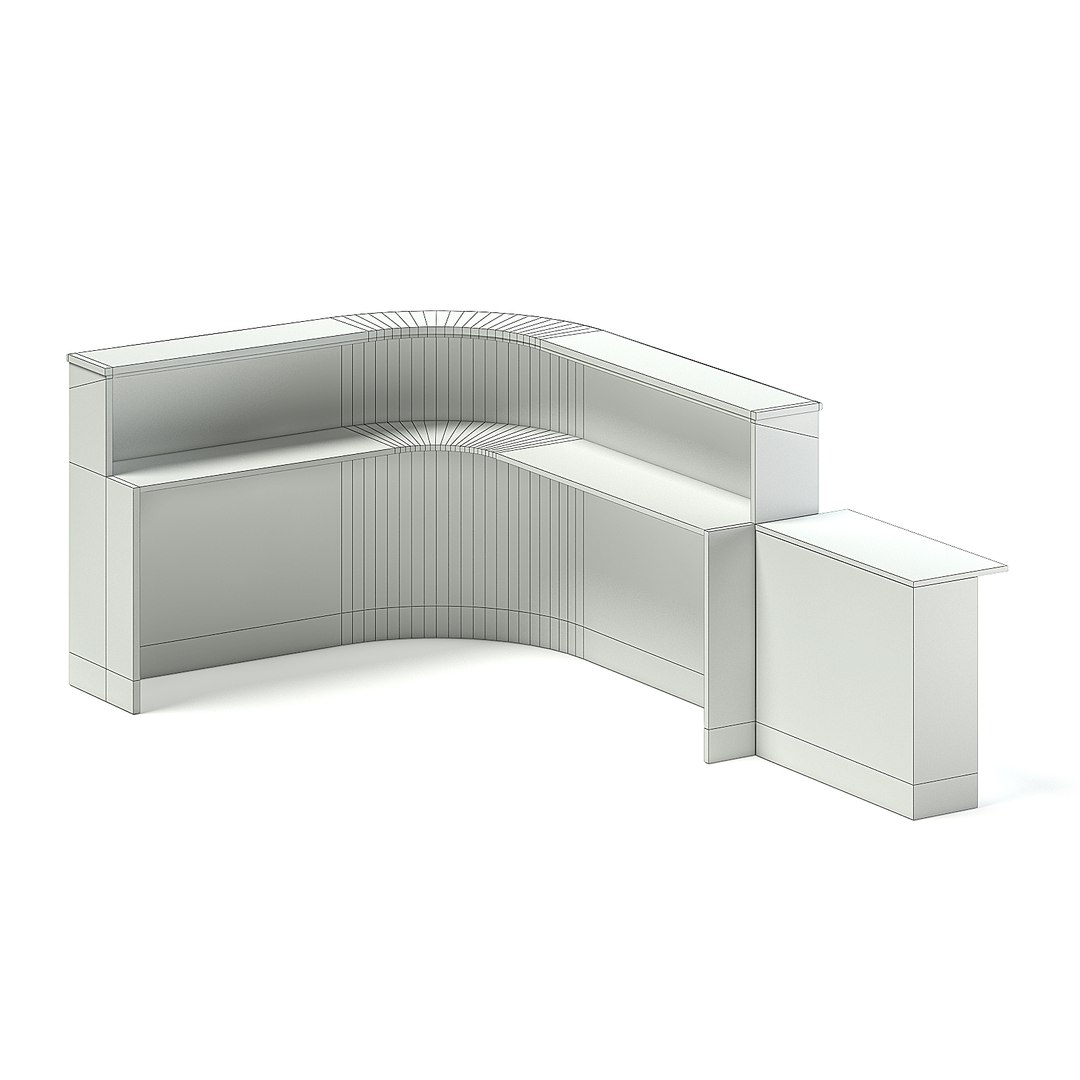 3D Model Long Rounded Reception Desk - TurboSquid 1293910