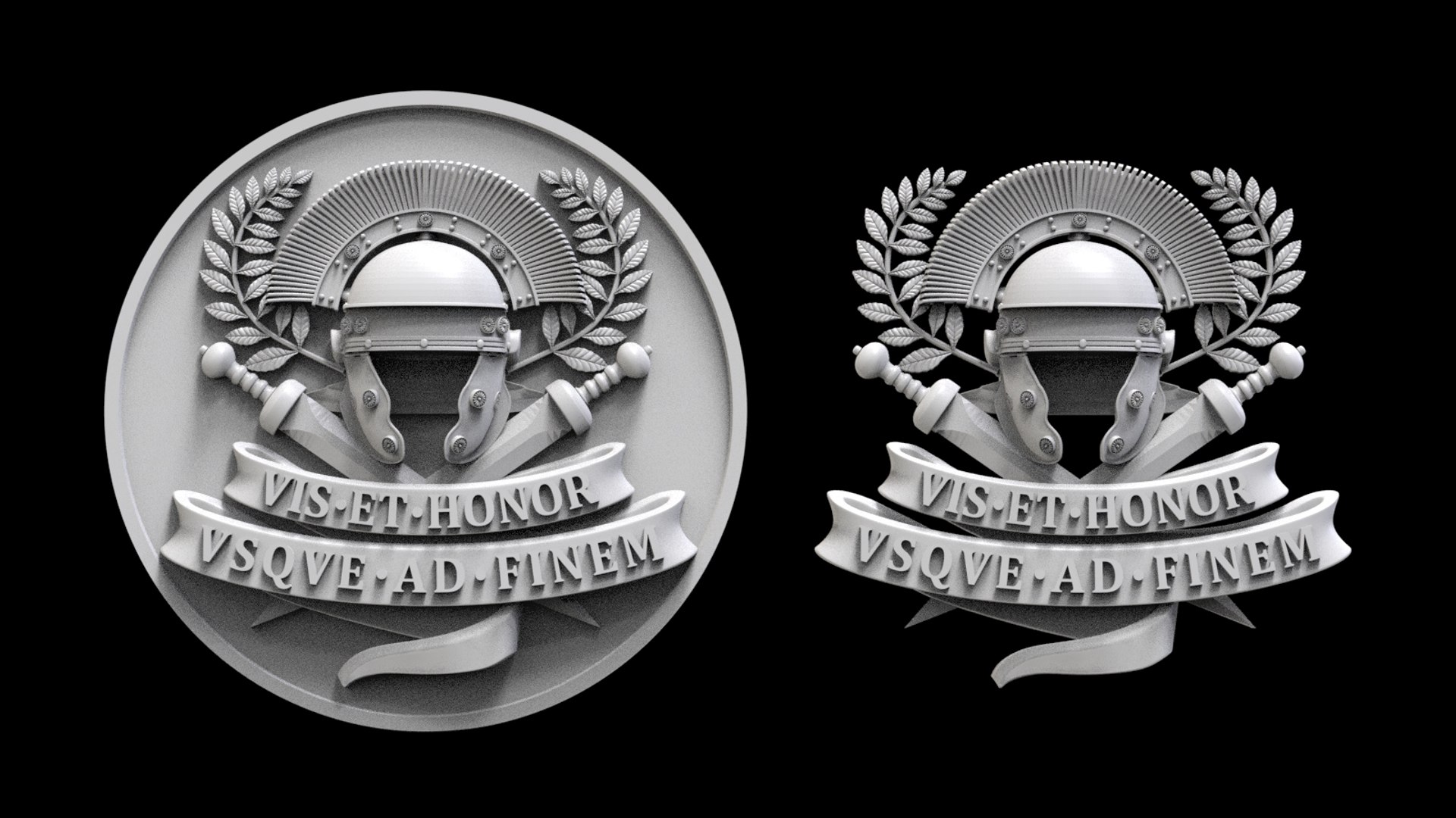 Centurion Roman Helmet And Gladius Vis Et Honor Vsqve Ad Finem 3D Model ...