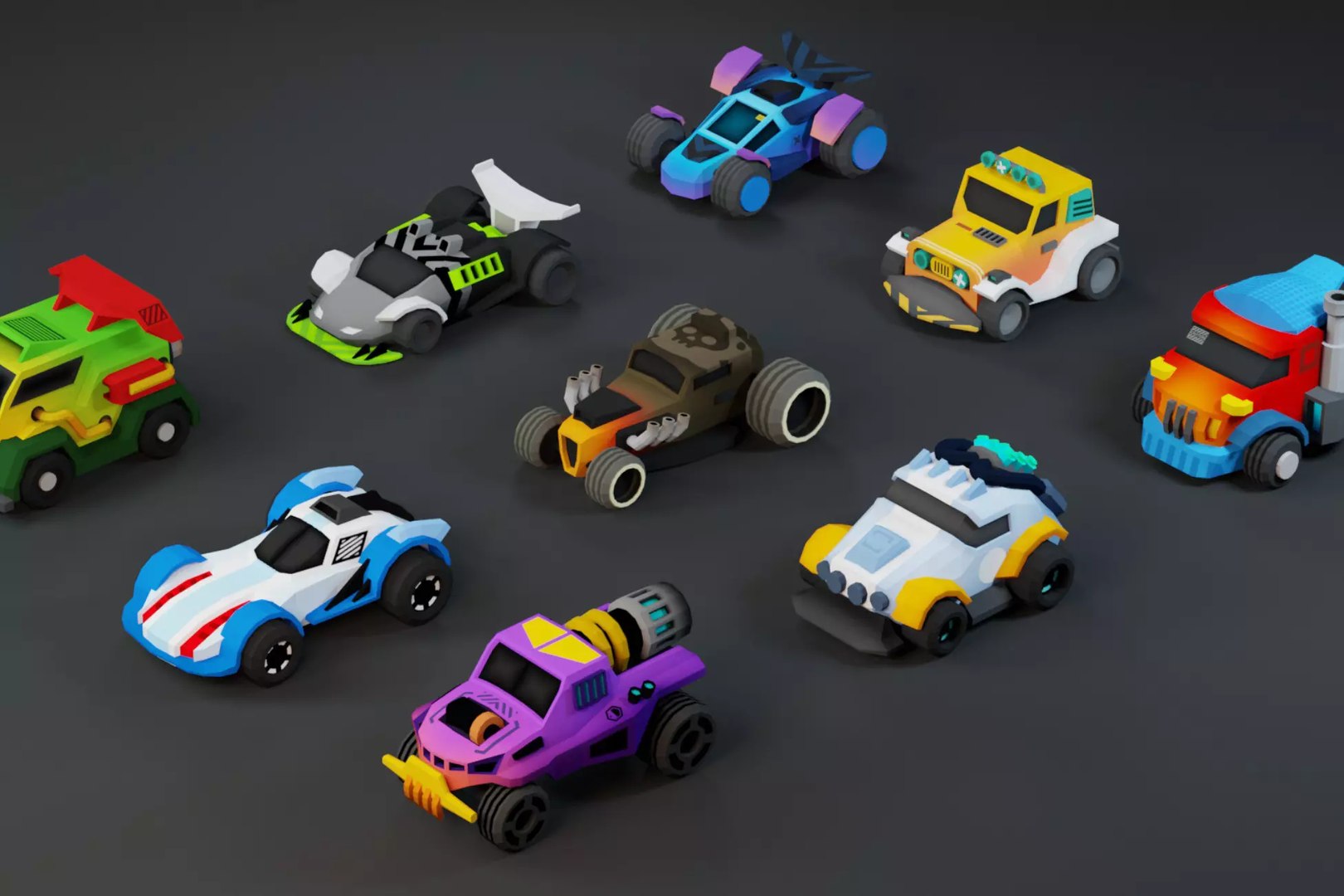 3D Low Poly Tiny Cartoon Racing Cars - TurboSquid 2078676
