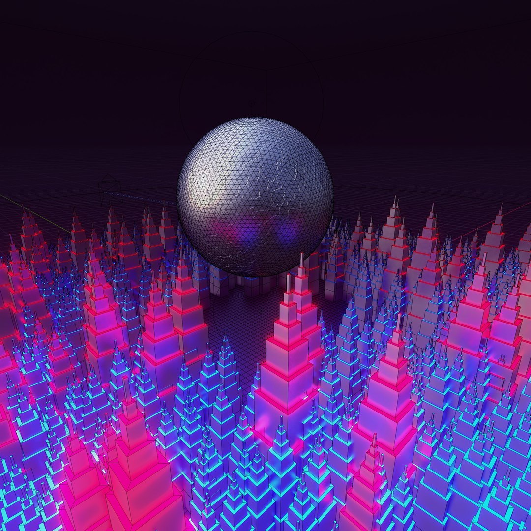 3D 3d Model Of Cyber City With Giant Sphere In Center - TurboSquid 1930620