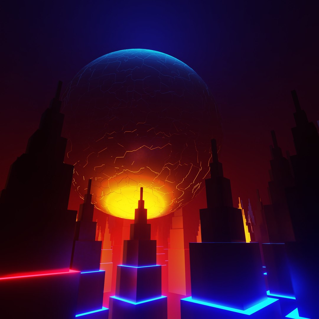 3D 3d Model Of Cyber City With Giant Sphere In Center - TurboSquid 1930620