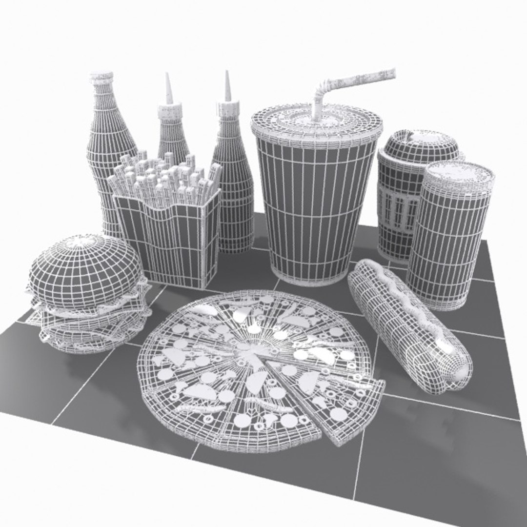3d Model Of Cartoon Junk Food