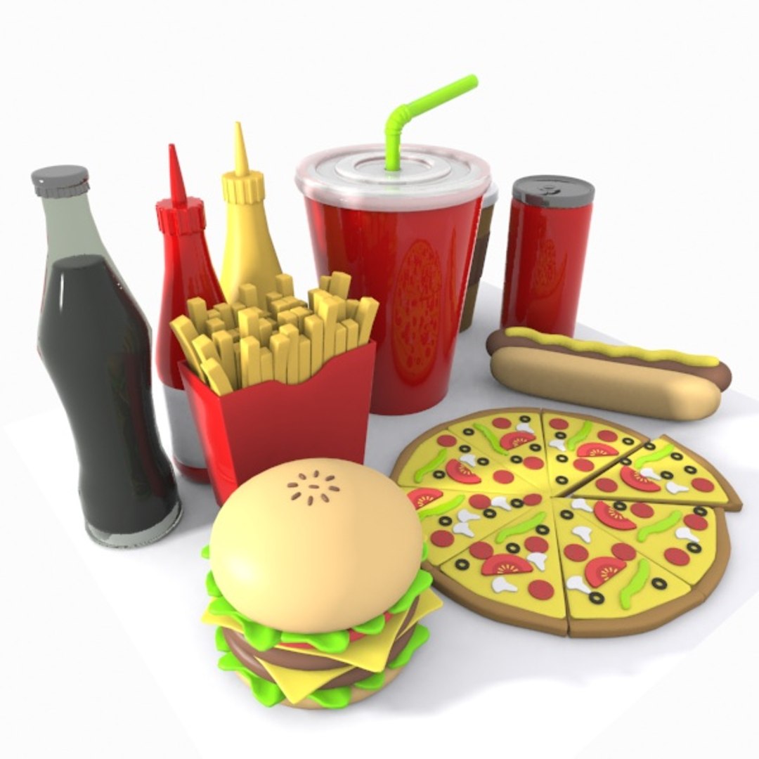3d Model Of Cartoon Junk Food