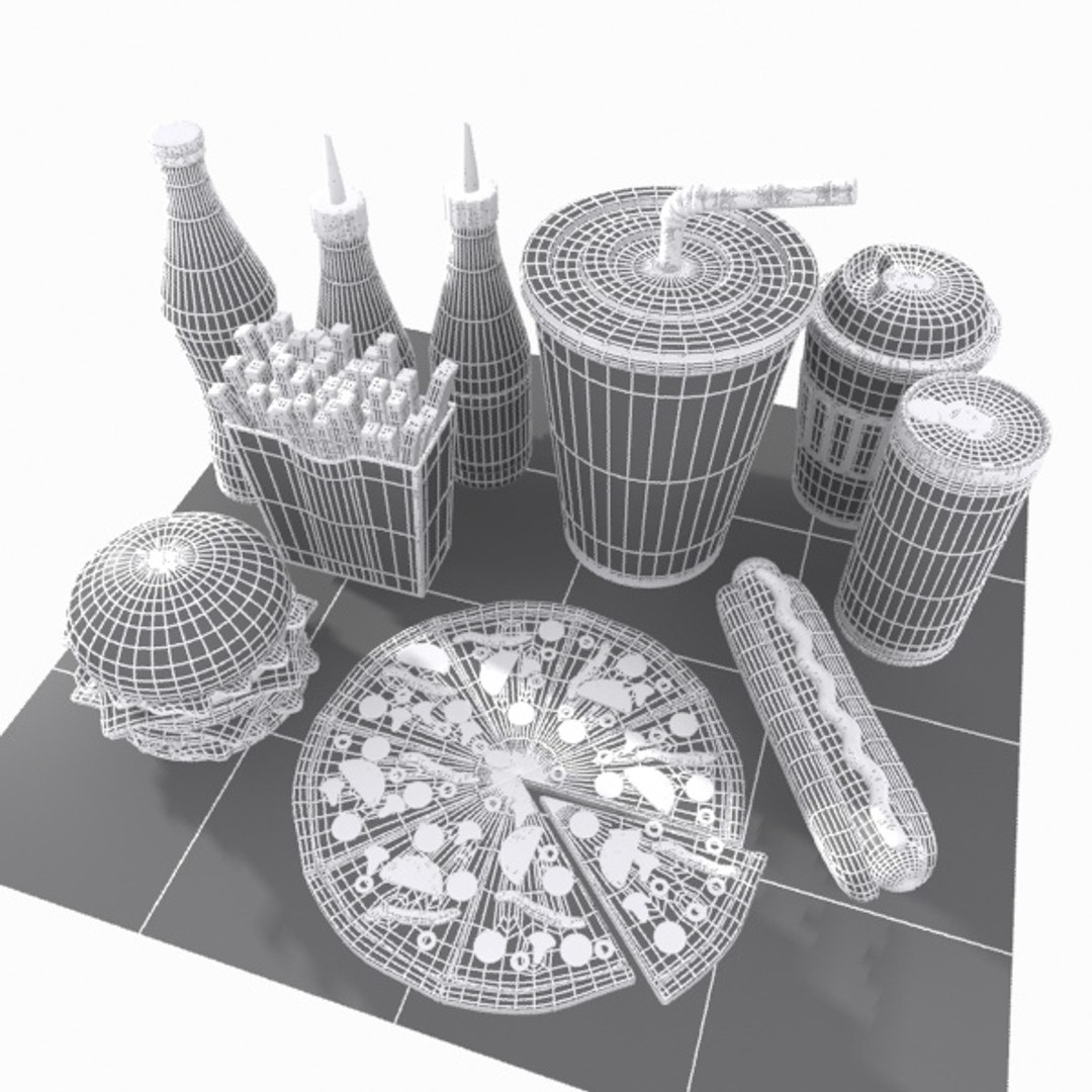 3d Model Of Cartoon Junk Food
