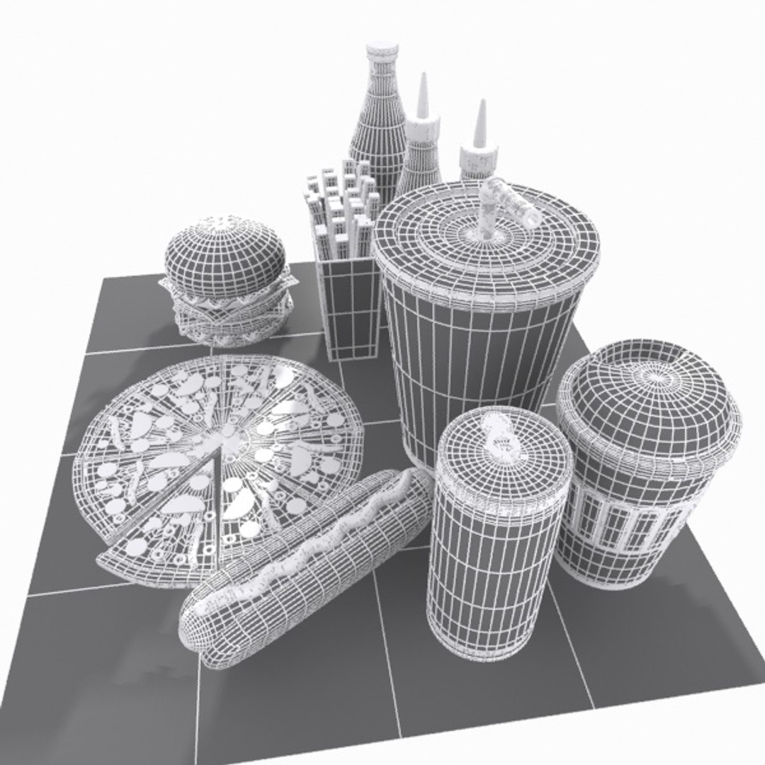 3d Model Of Cartoon Junk Food