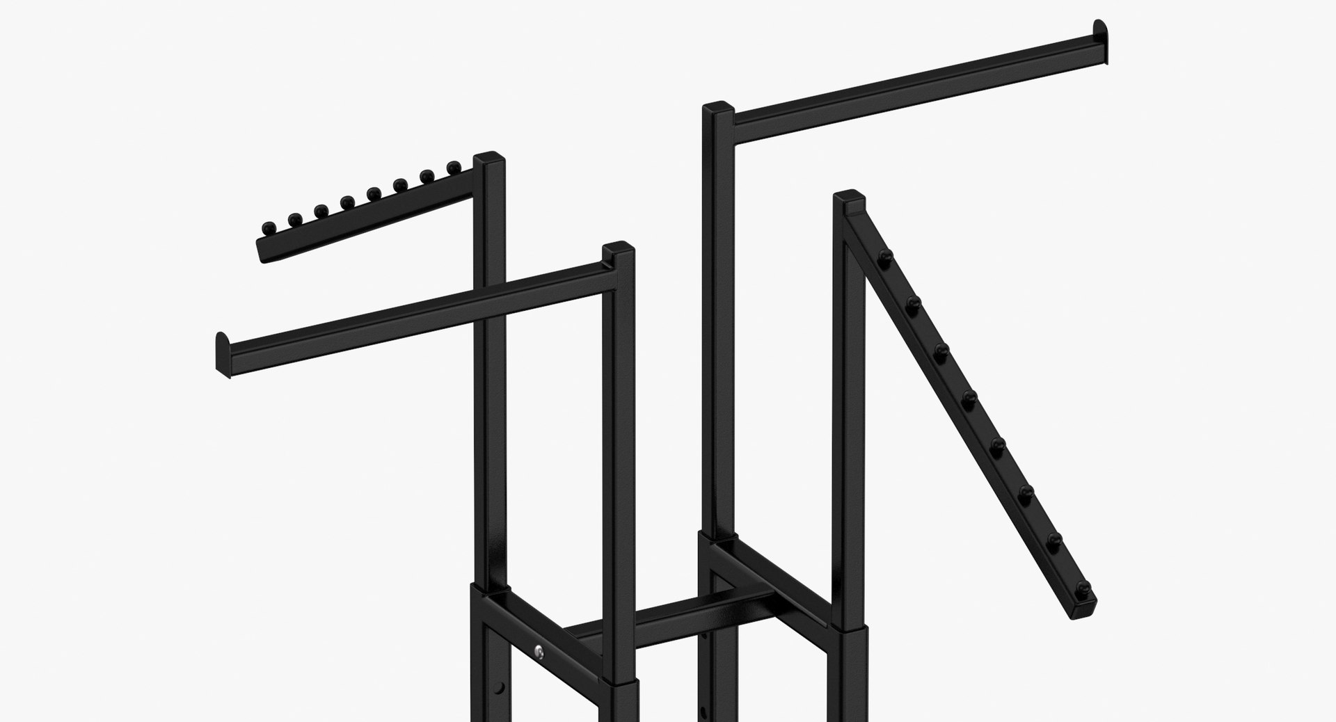 3D Clothing 4 Way Rack 01 Metal Black and White - TurboSquid 1965914