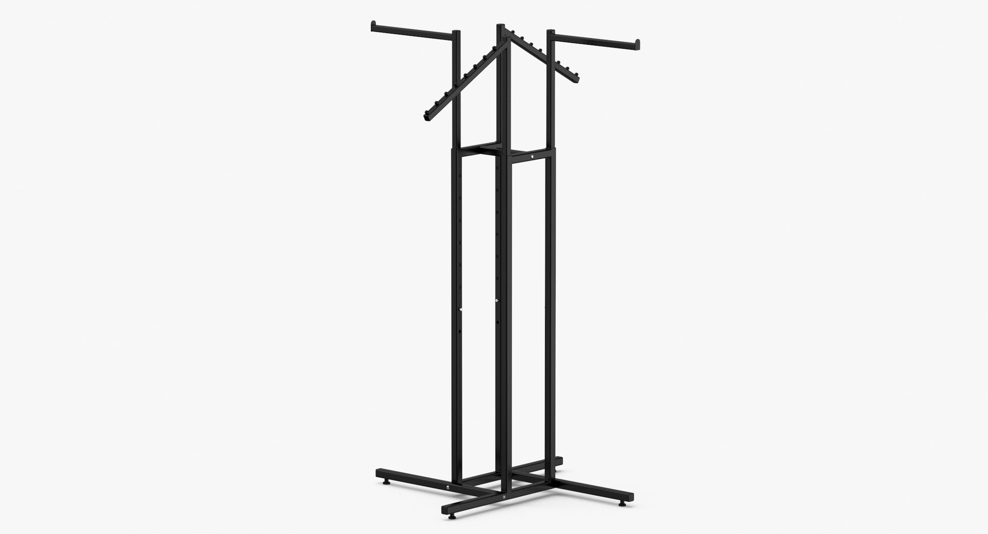3D Clothing 4 Way Rack 01 Metal Black and White - TurboSquid 1965914