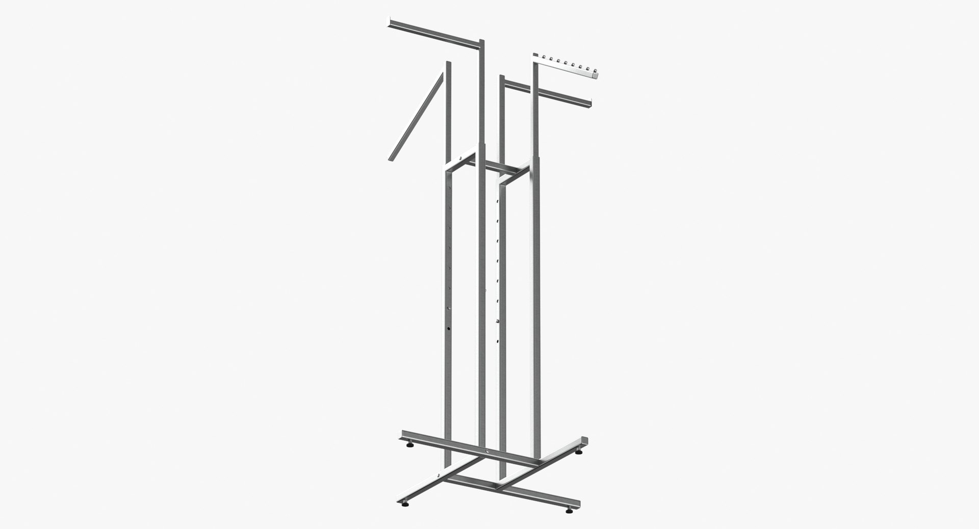 3D Clothing 4 Way Rack 01 Metal Black and White - TurboSquid 1965914