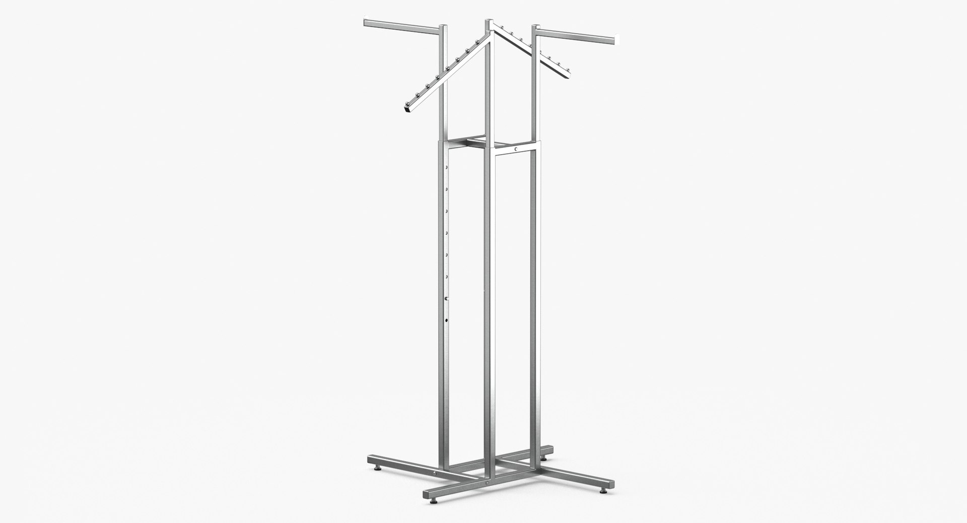 3D Clothing 4 Way Rack 01 Metal Black and White - TurboSquid 1965914