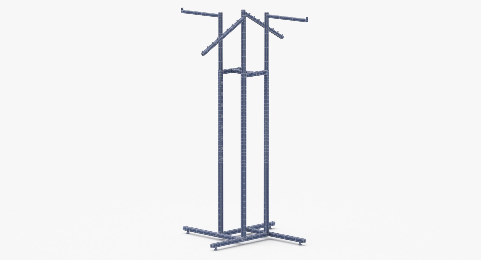 3D Clothing 4 Way Rack 01 Metal Black and White - TurboSquid 1965914