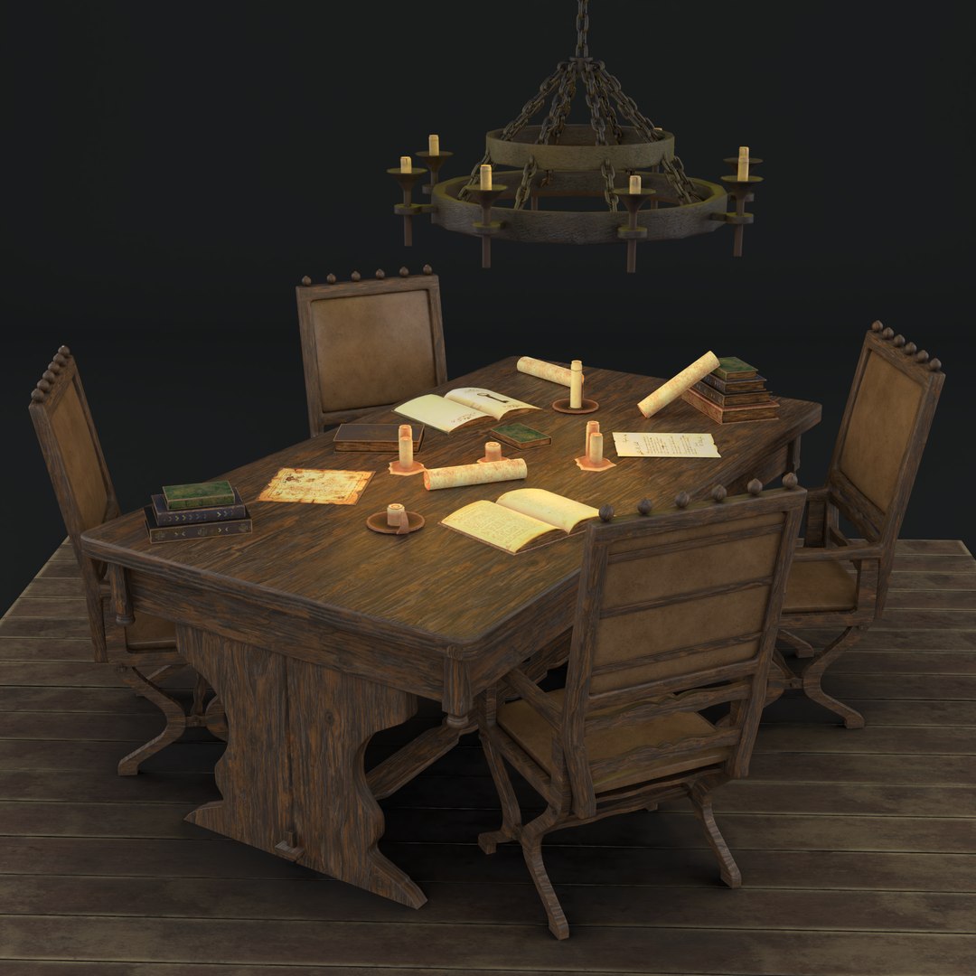 Medieval Reading Table Chair 3D Model - TurboSquid 1684221