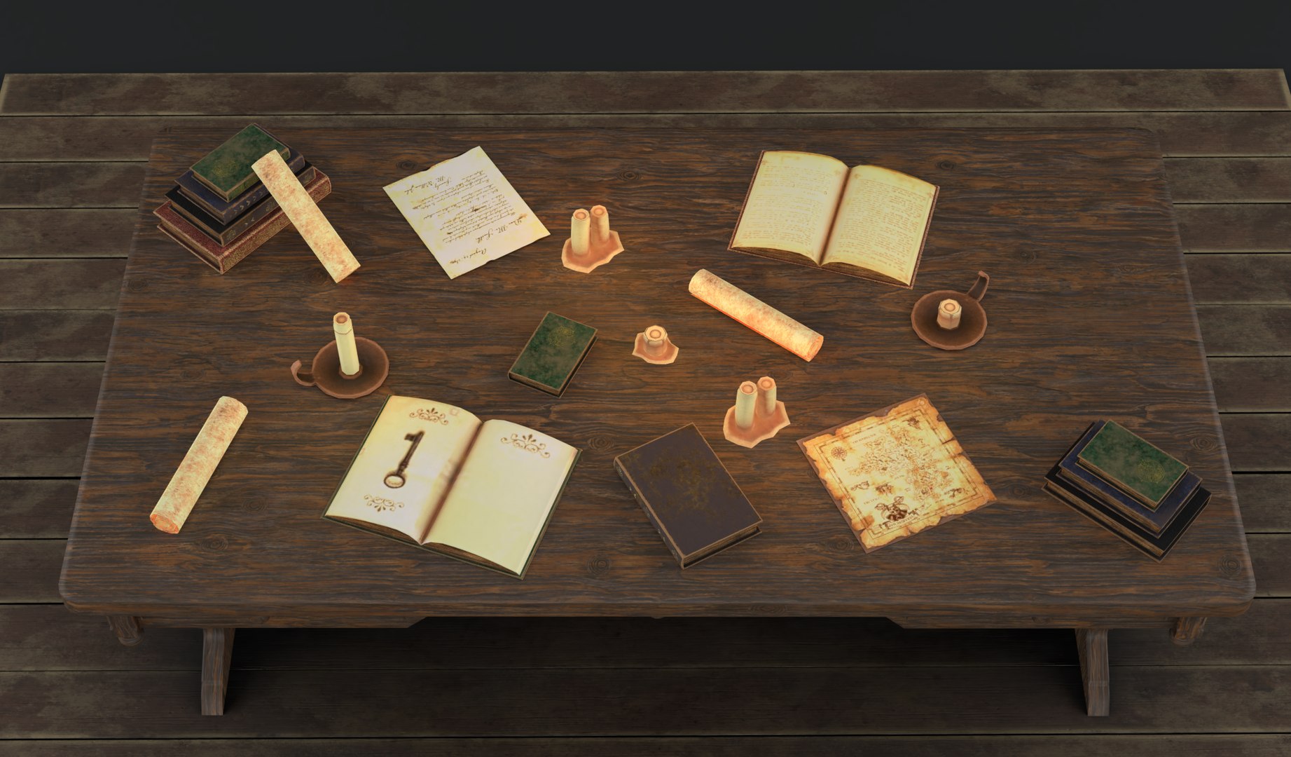 Medieval Reading Table Chair 3D Model - TurboSquid 1684221