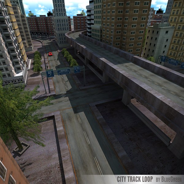 realtime city track loop 3d obj