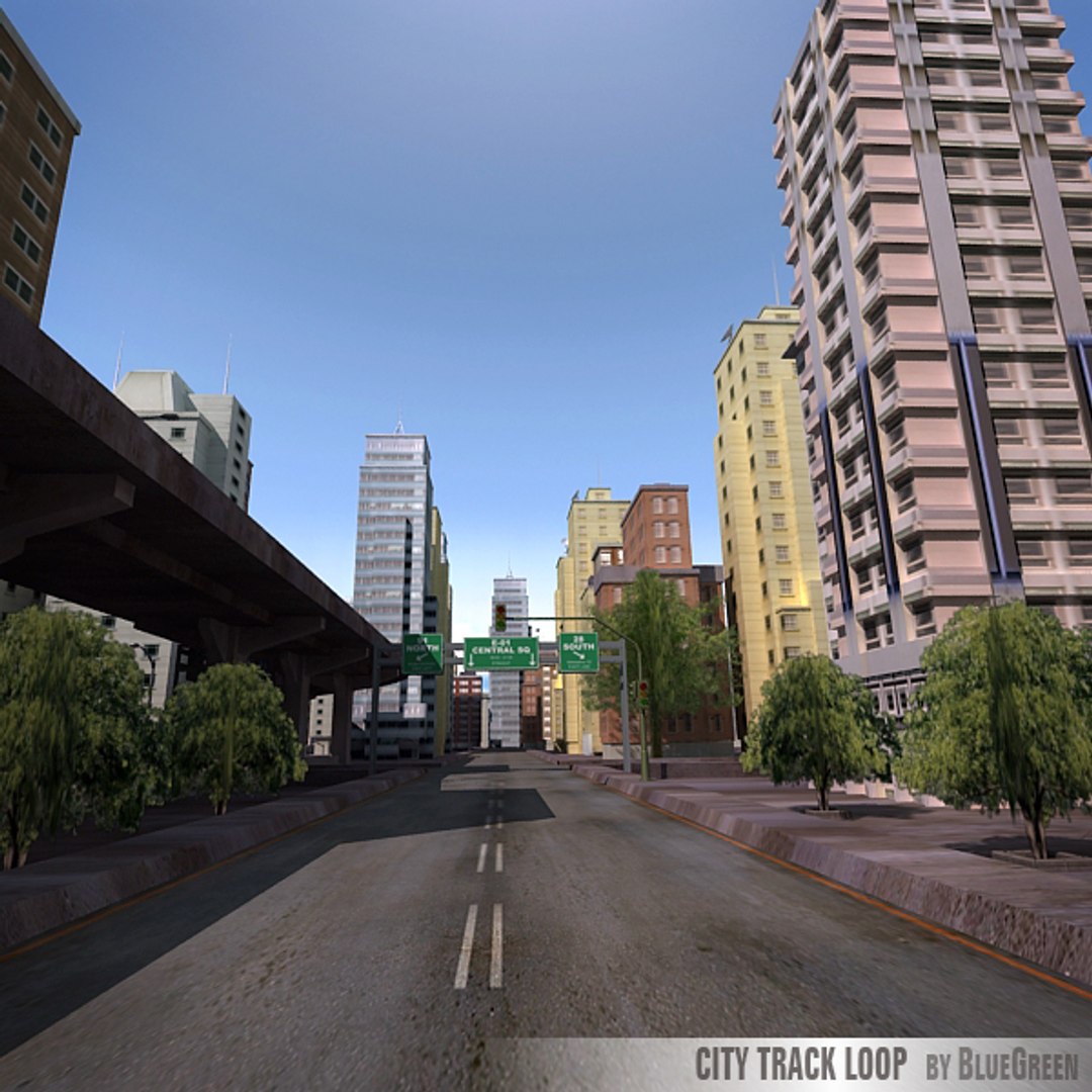realtime city track loop 3d obj