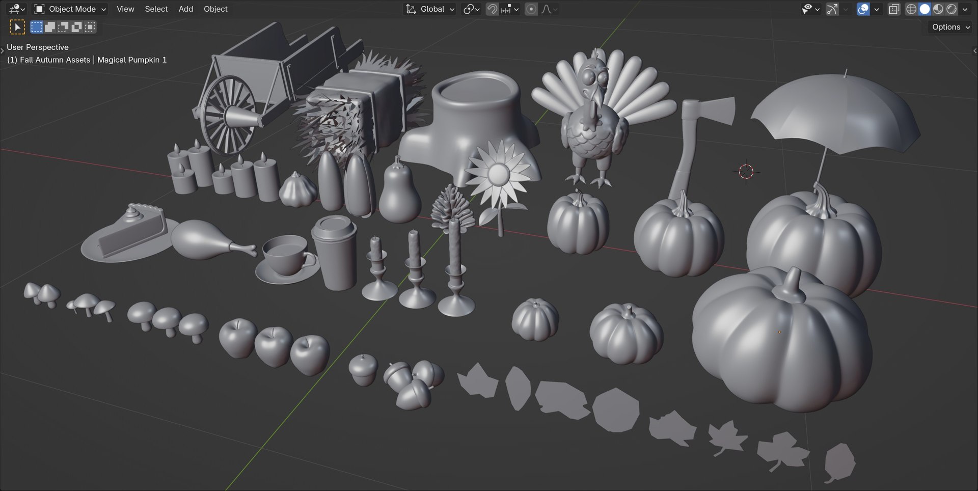 3D Model Stylized Fall Autumn Asset Pack - TurboSquid 2283088